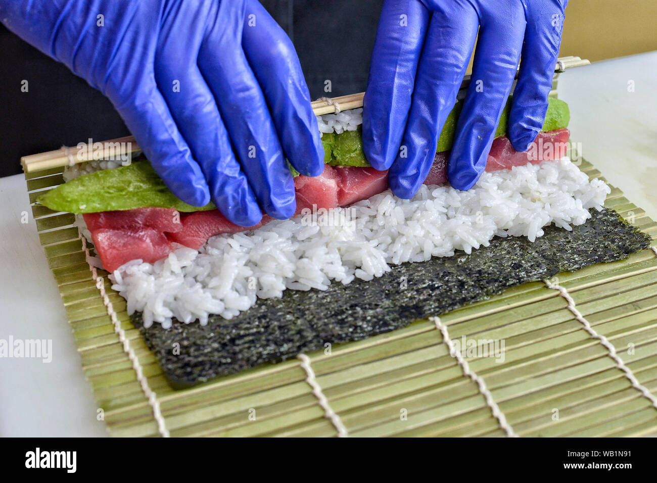 Making rolled sushi hi-res stock photography and images - Alamy