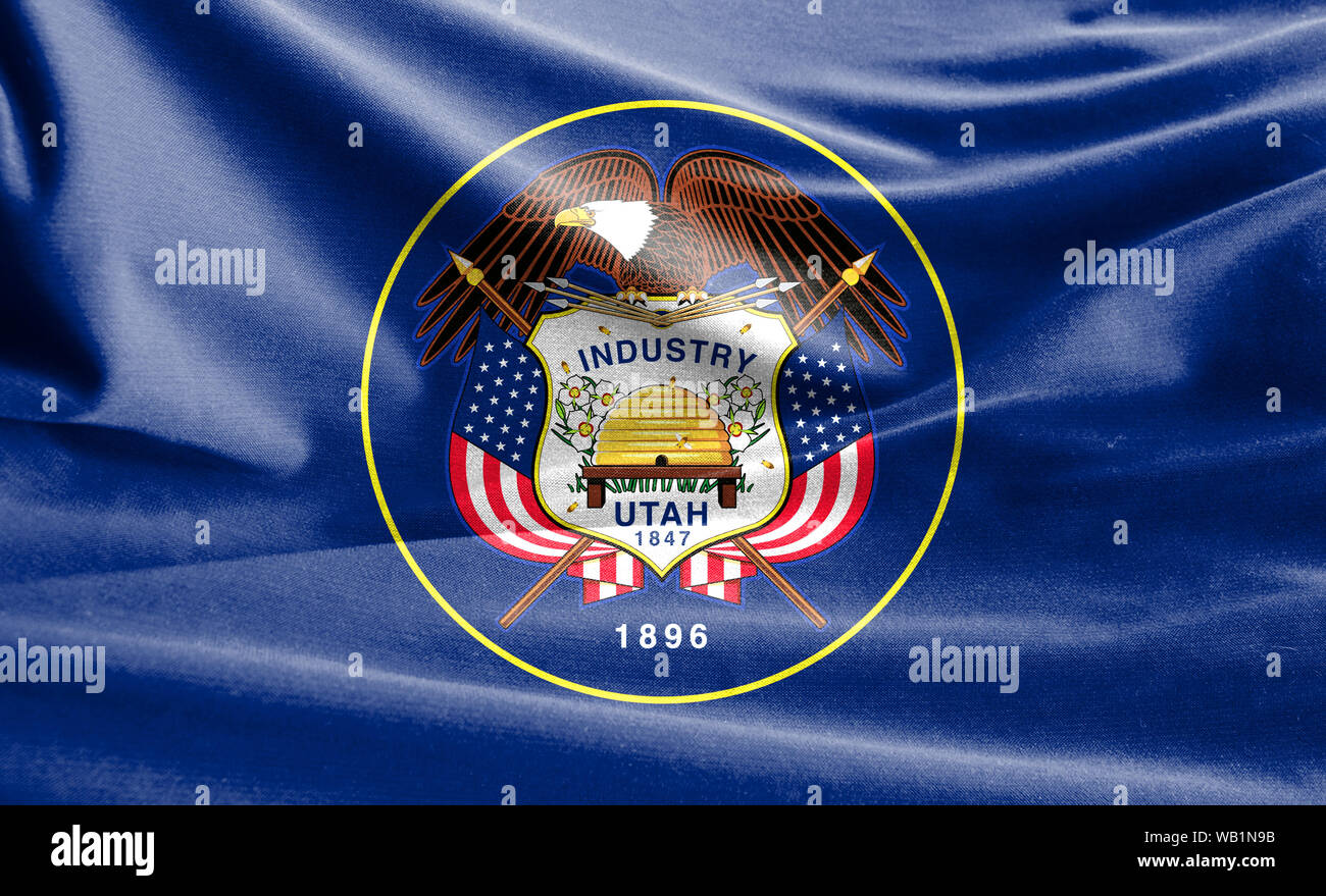 Realistic flag State of Utah on the wavy surface of fabric Stock Photo ...