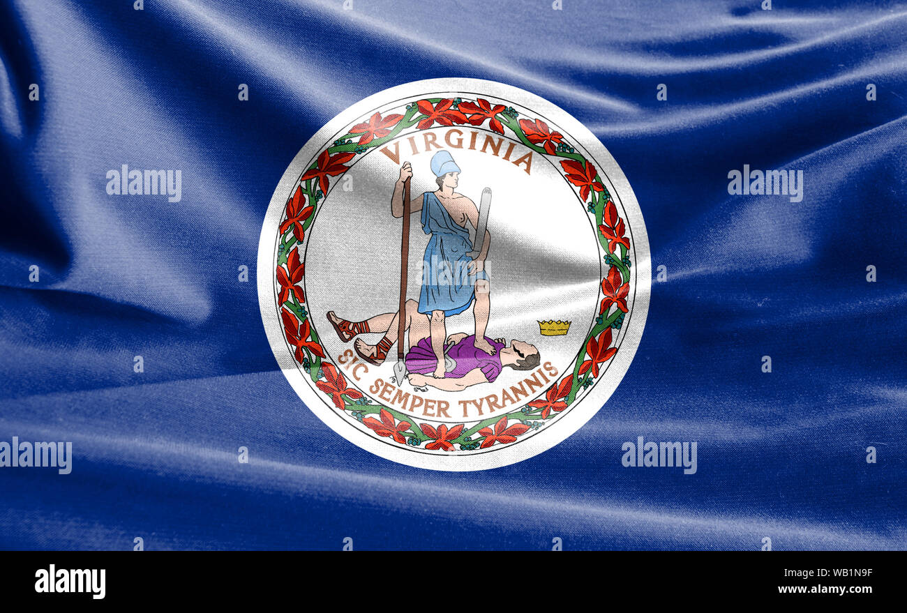 Realistic flag State of Virginia on the wavy surface of fabric Stock ...