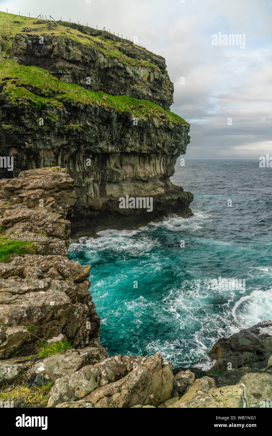 Gjogv village cliffs in Eysturoy island, Faroe Islands Stock Photo - Alamy