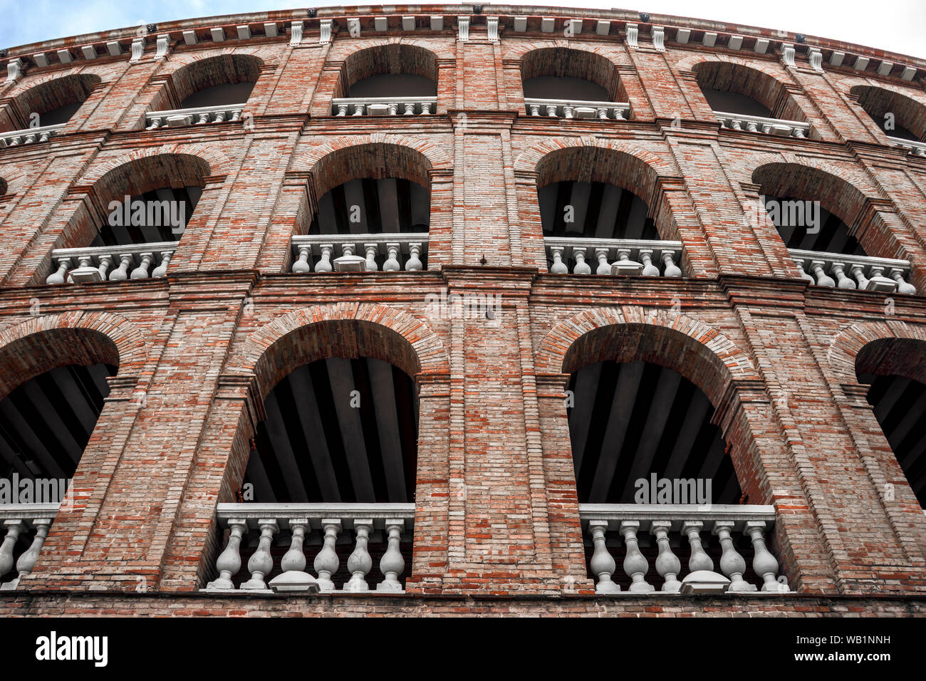 Facade of the bullring in Valencia, built in the middle of the 19th ...