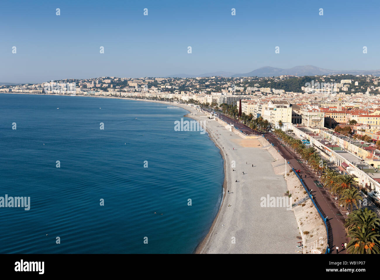 A general view of the promenade of Nice from the top point Stock Photo ...