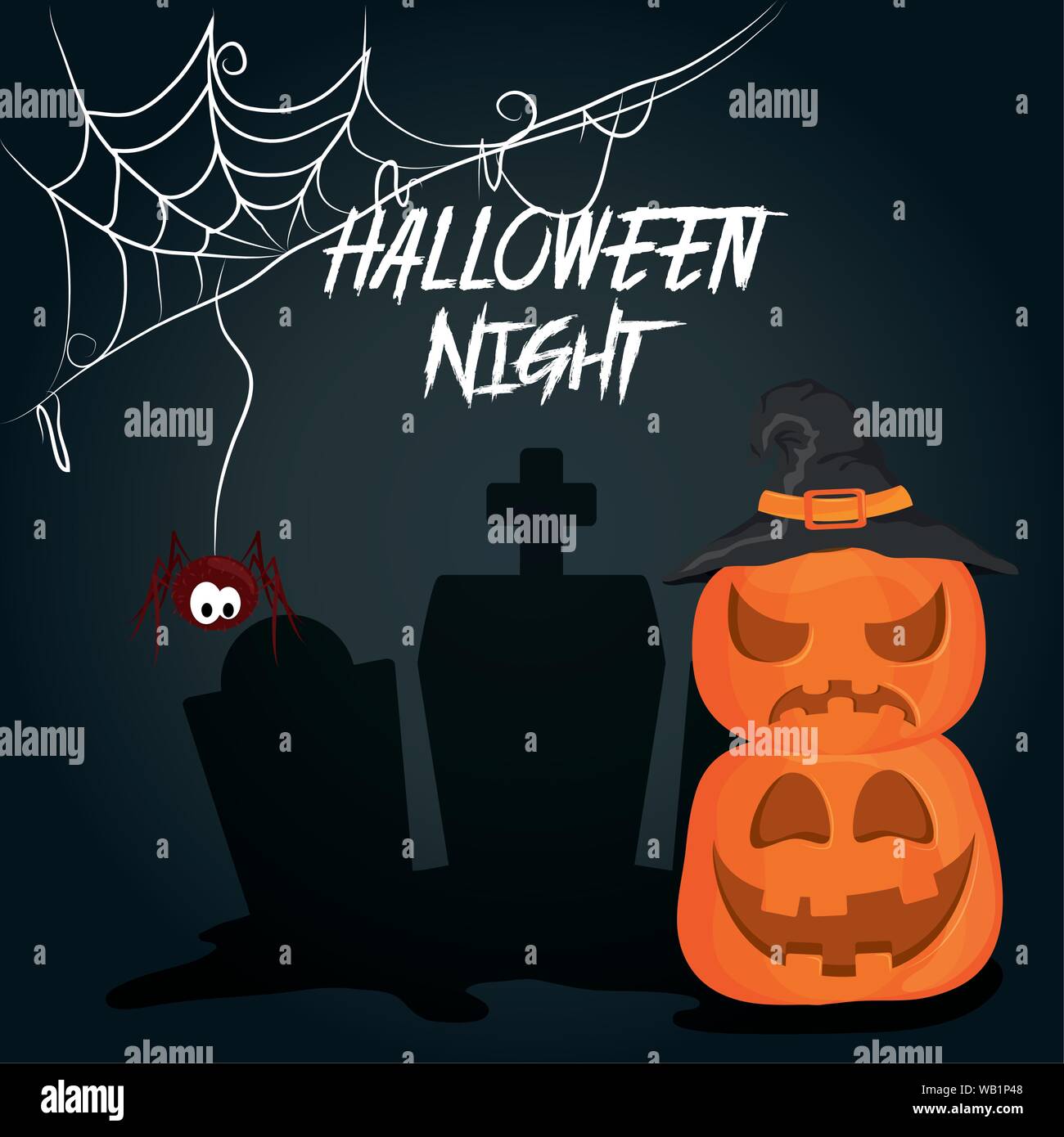 happy halloween scary night cartoon Stock Vector Image & Art - Alamy