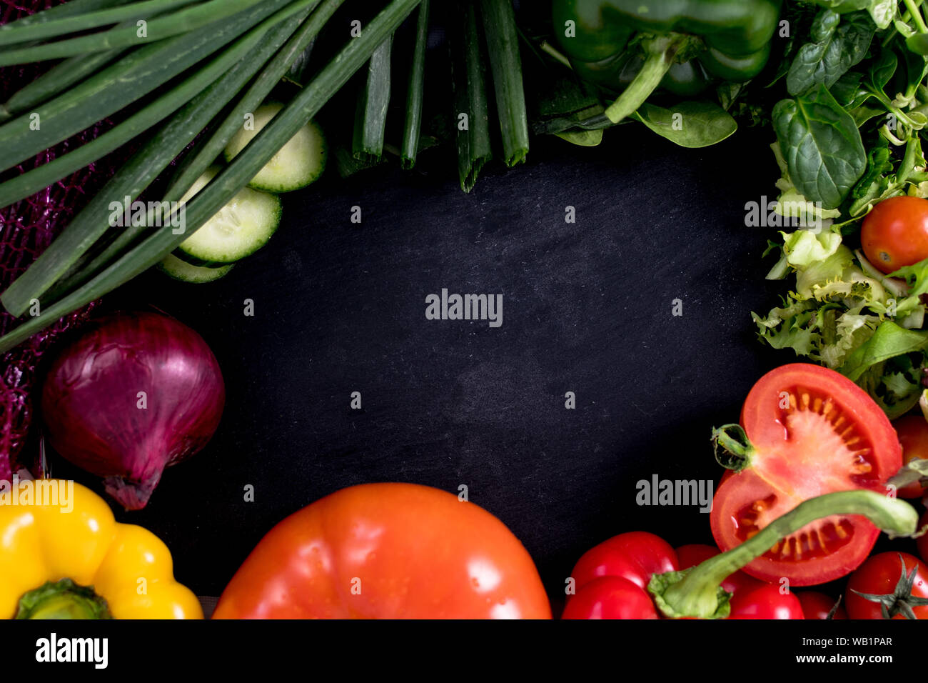 Fruit and vegetables background frame Stock Photo - Alamy