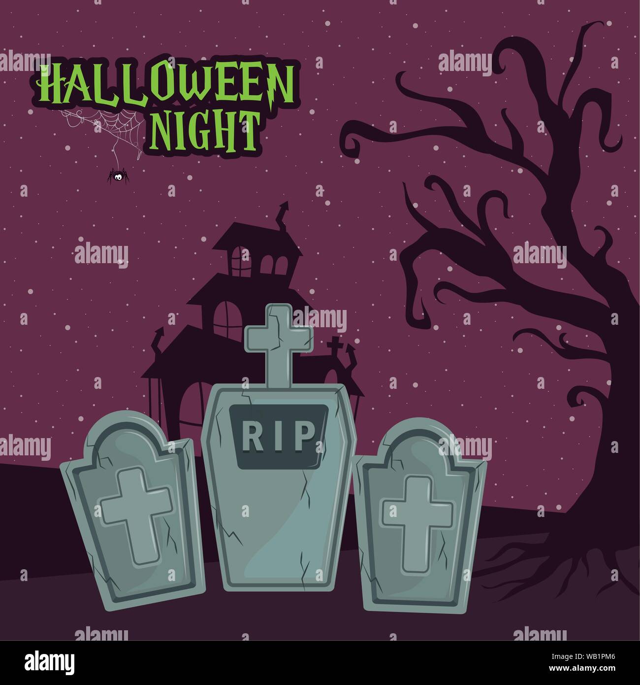 happy halloween scary night cartoon Stock Vector Image & Art - Alamy