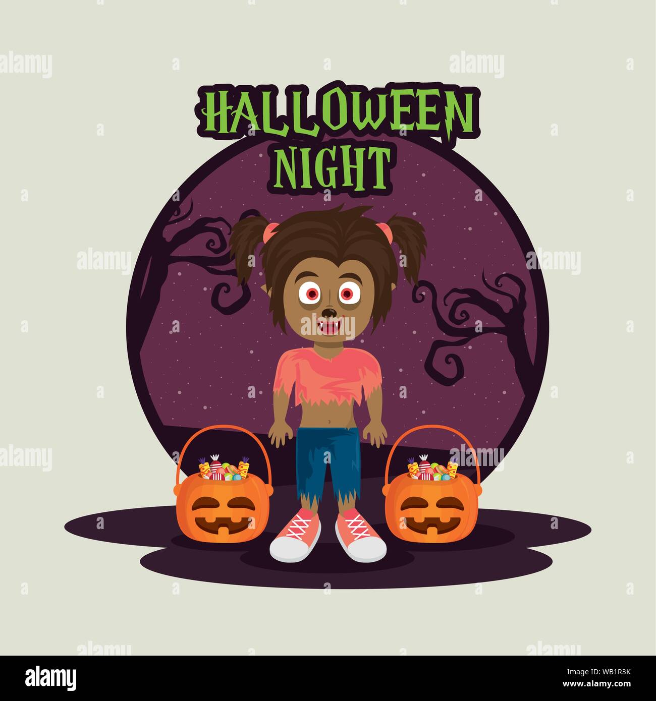 happy halloween scary night cartoon Stock Vector Image & Art - Alamy
