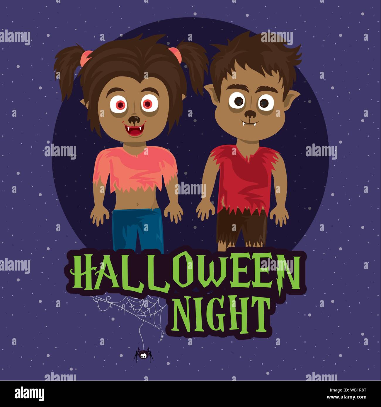 happy halloween scary night cartoon Stock Vector Image & Art - Alamy