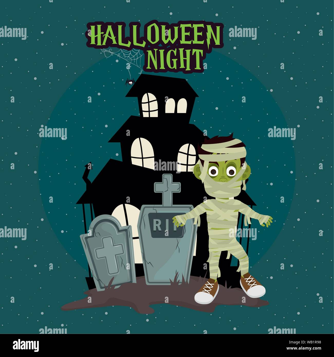 happy halloween scary night cartoon Stock Vector Image & Art - Alamy