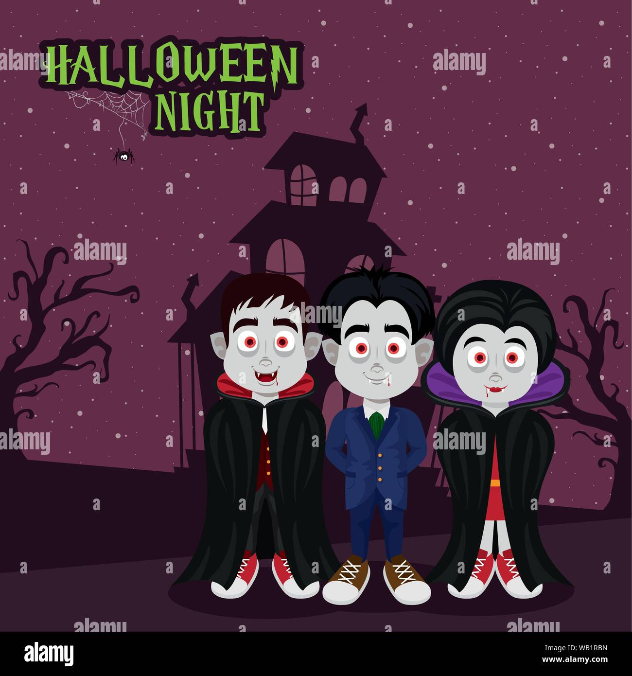 happy halloween scary night cartoon Stock Vector Image & Art - Alamy