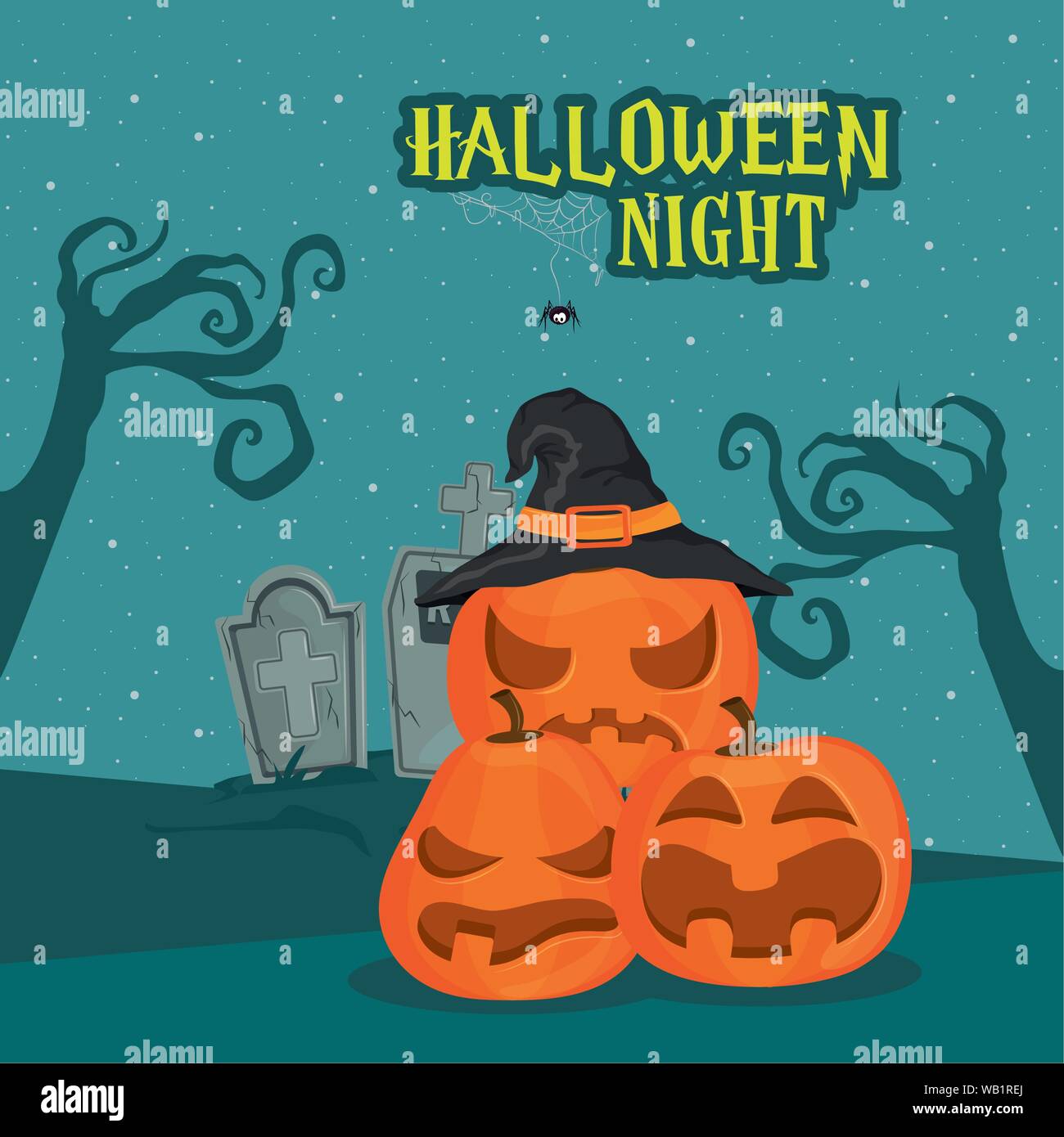 happy halloween scary night cartoon Stock Vector Image & Art - Alamy