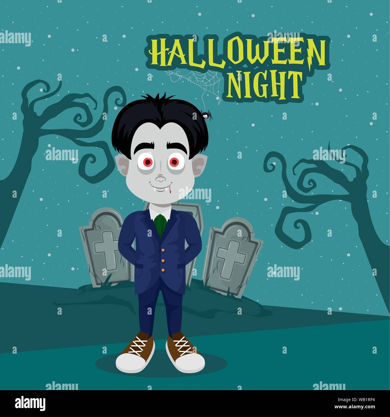 happy halloween scary night cartoon Stock Vector Image & Art - Alamy