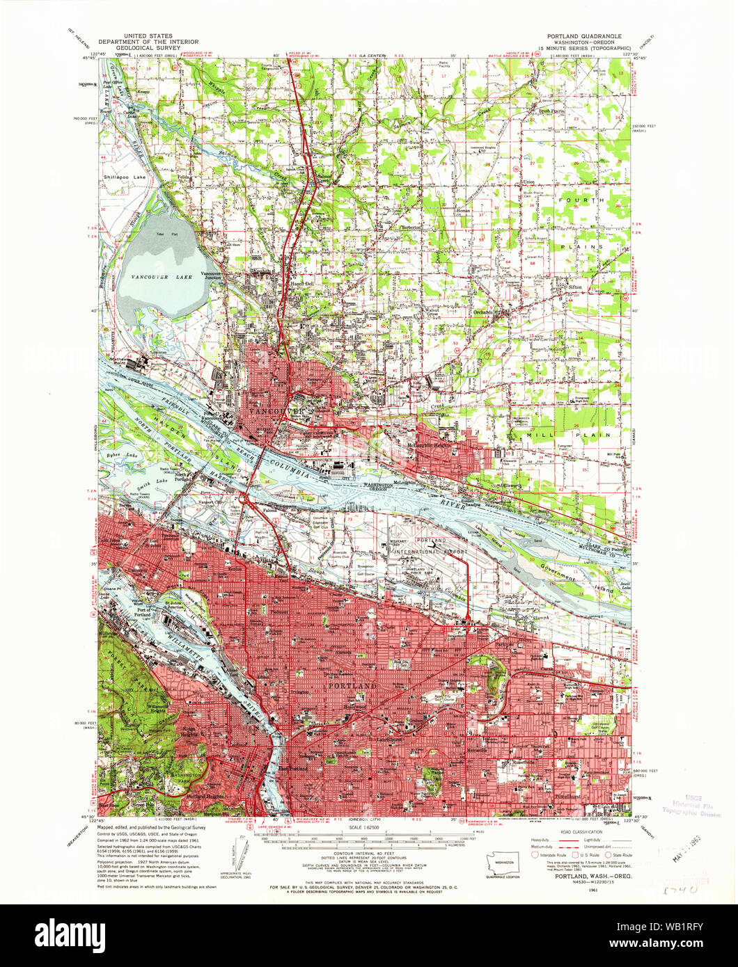 USGS Topo Map Washington Portland 243248 1961 62500 Restoration Stock ...