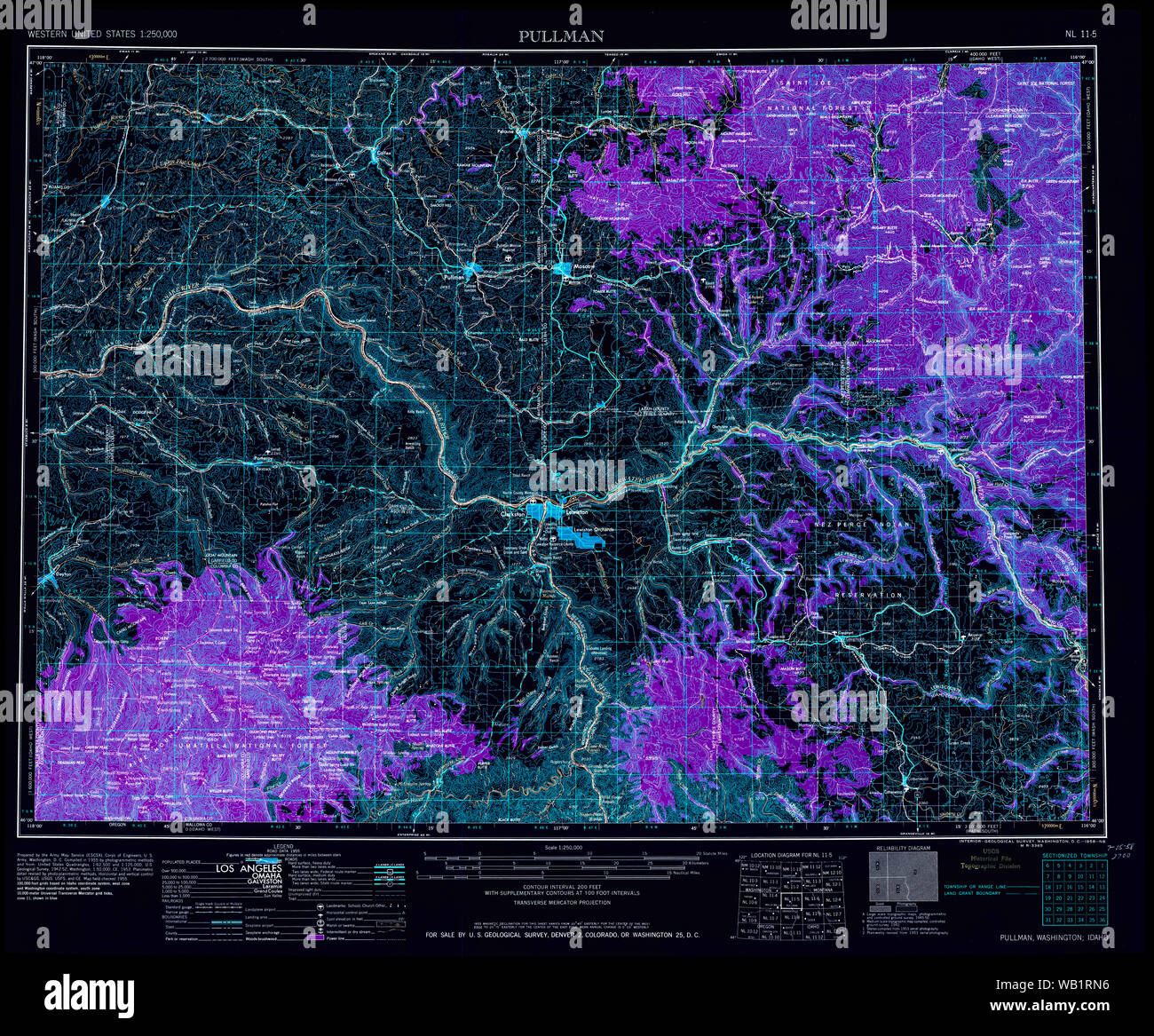 USGS Topo Map Washington Pullman 243310 1958 250000 Inverted ...