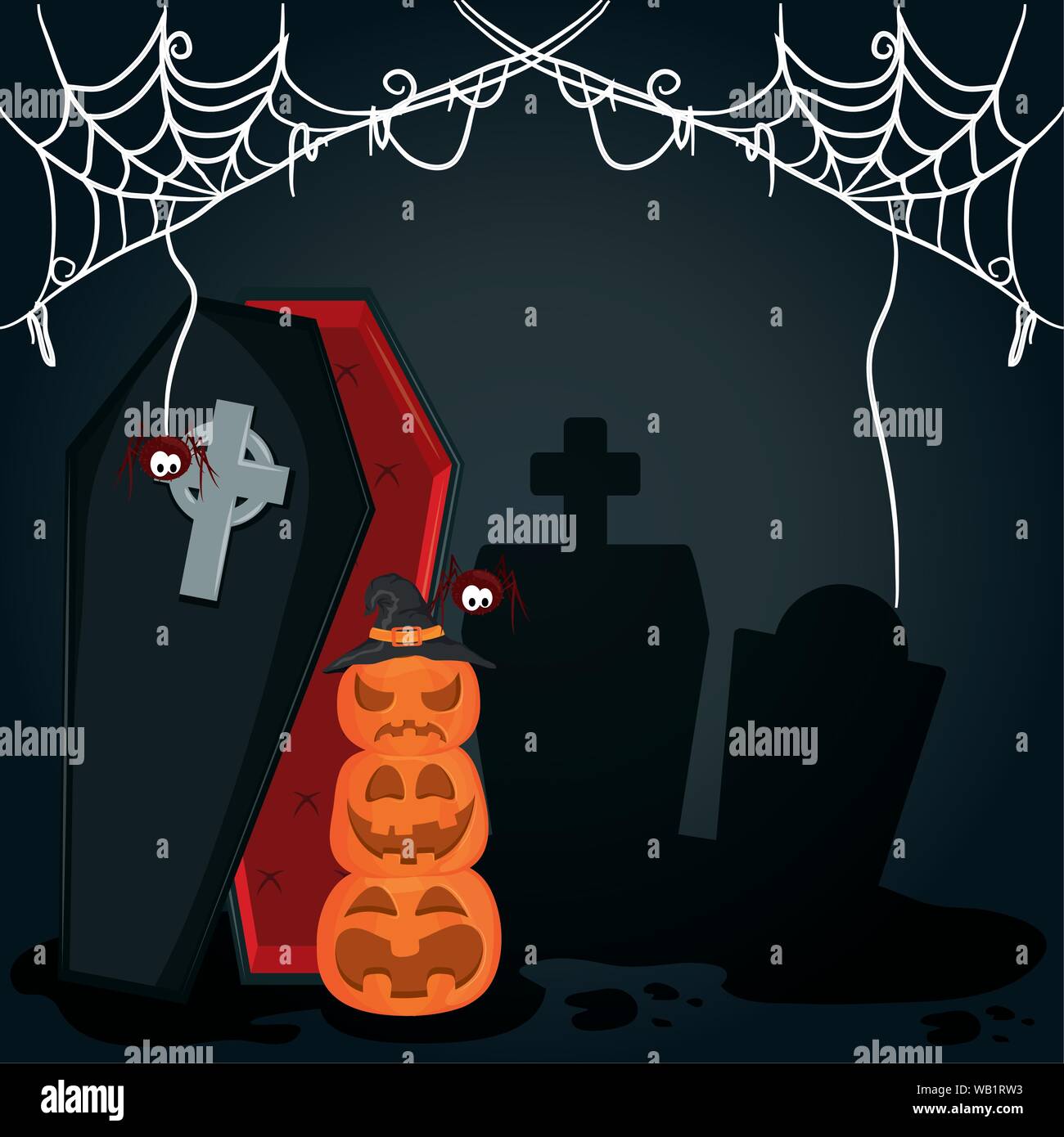 happy halloween scary night cartoon Stock Vector Image & Art - Alamy