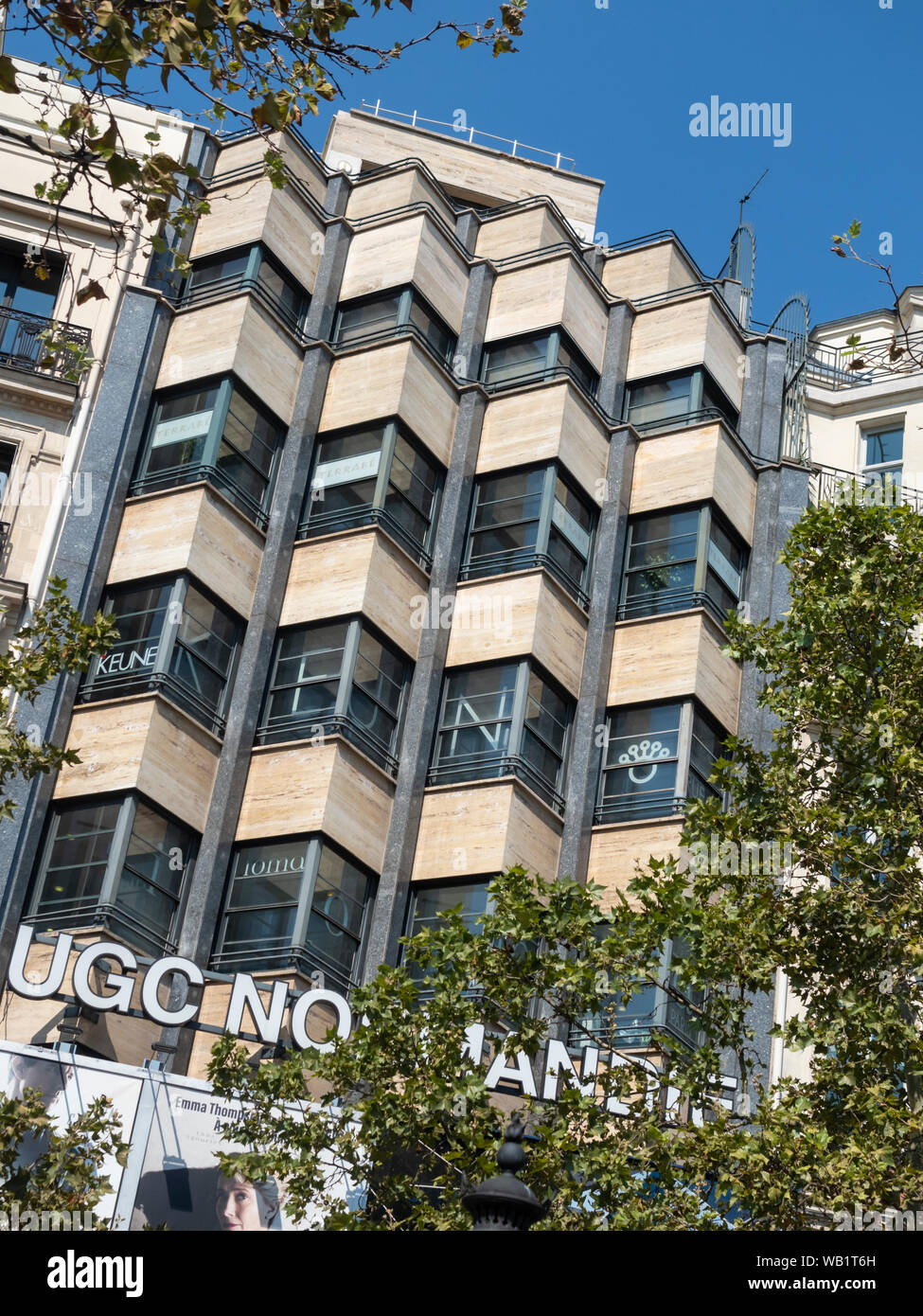 PARIS, FRANCE - AUGUST 2018: Exterior view of The UGC Normandie Cinema ...