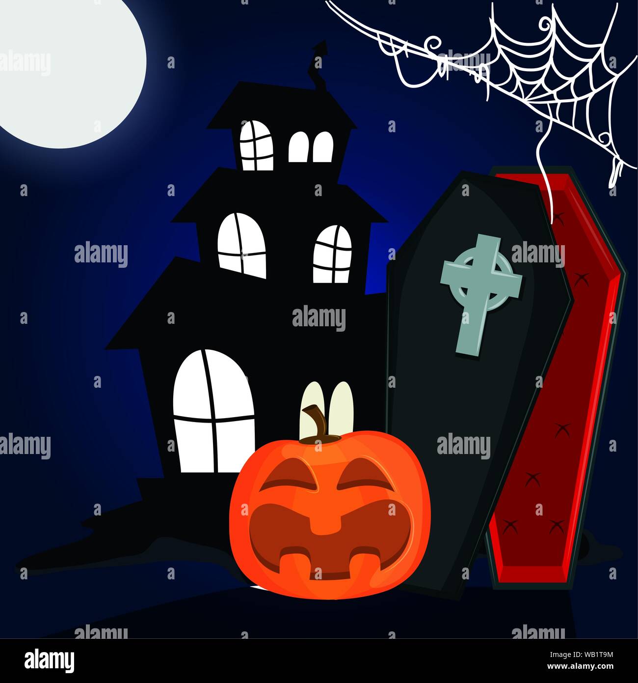 happy halloween scary night cartoon Stock Vector Image & Art - Alamy