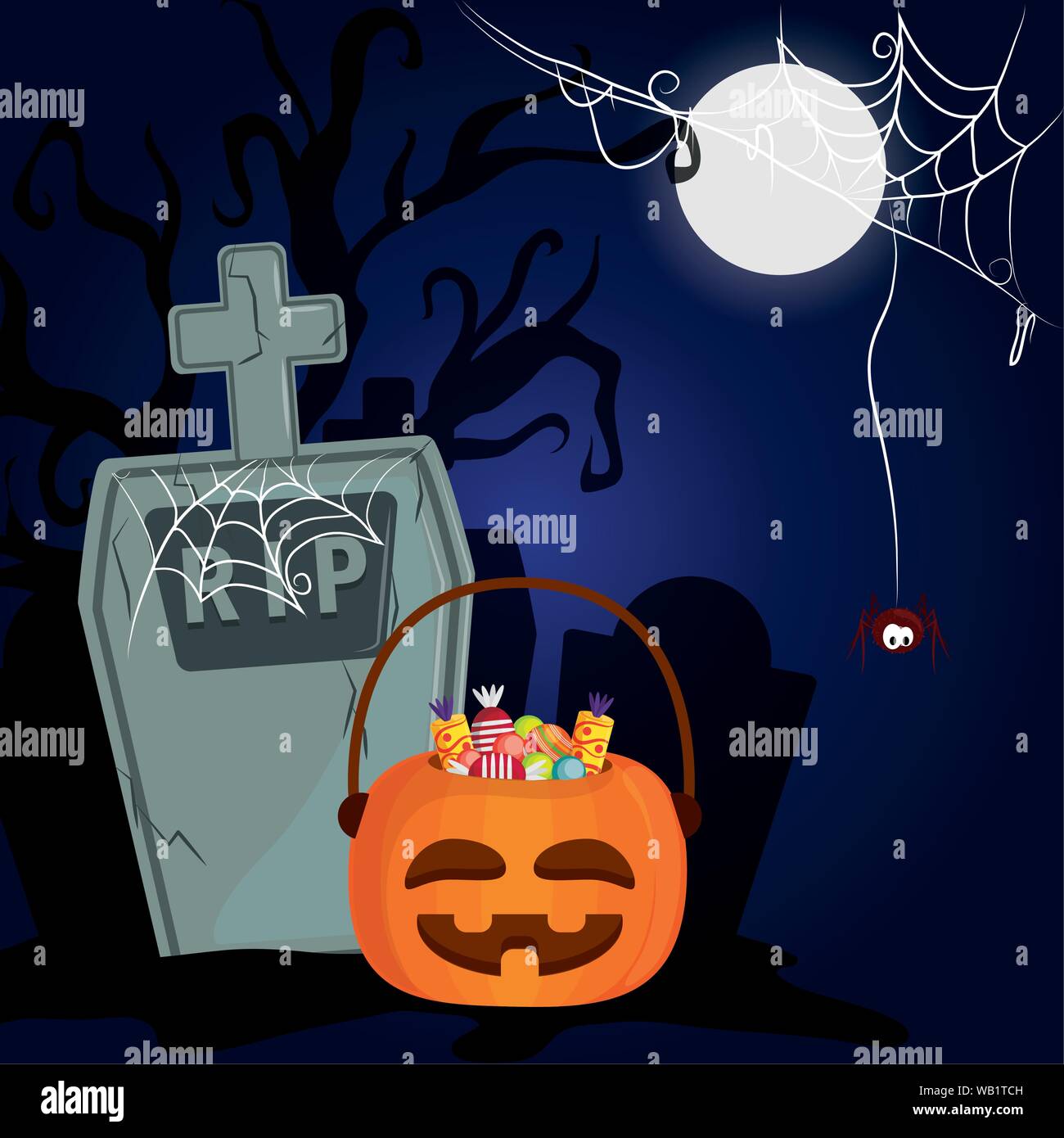 happy halloween scary night cartoon Stock Vector Image & Art - Alamy