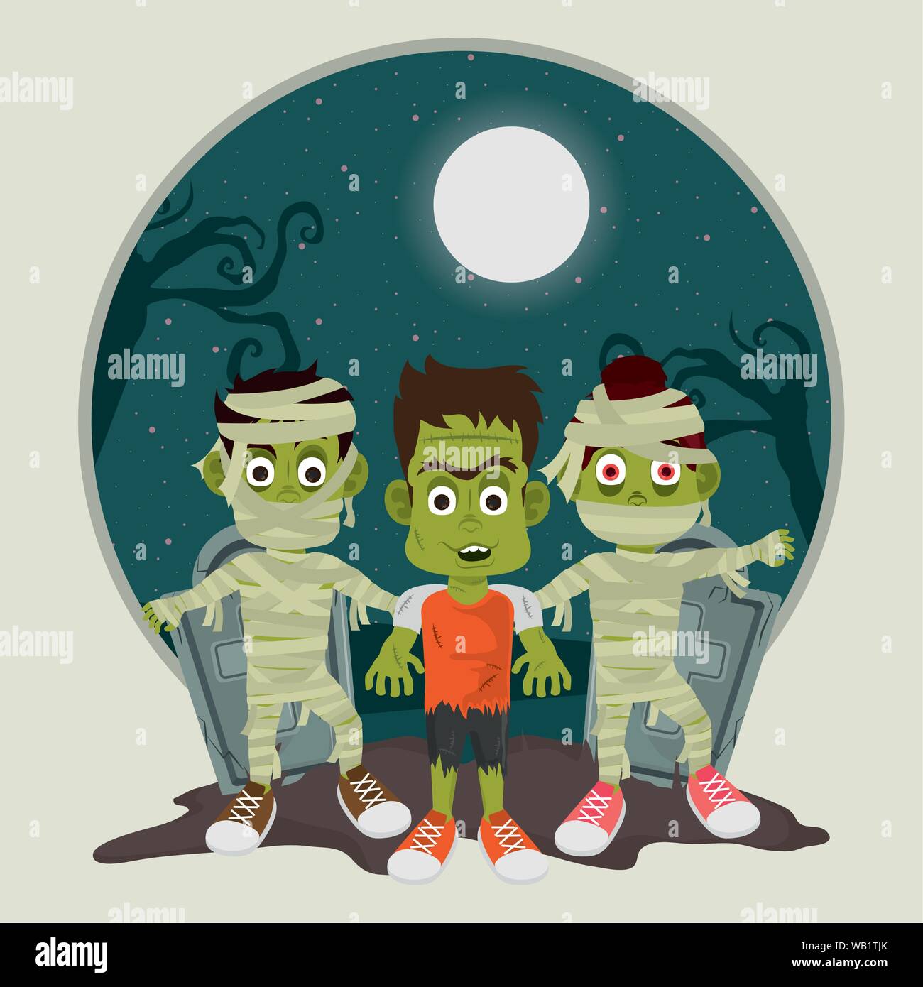 happy halloween scary night cartoon Stock Vector Image & Art - Alamy