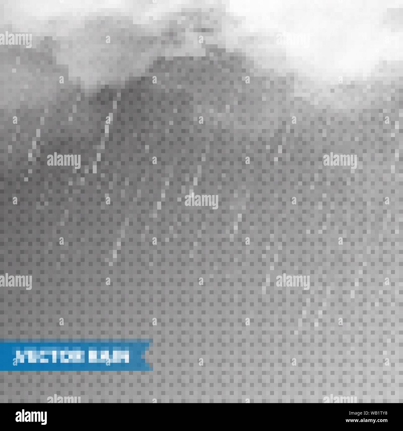 Realistic rain with clouds on transparent background. Rainfall, water ...