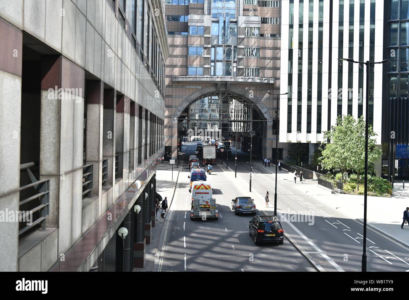 Commercial buildings in the Moorgate area of London summer 2019 Stock ...