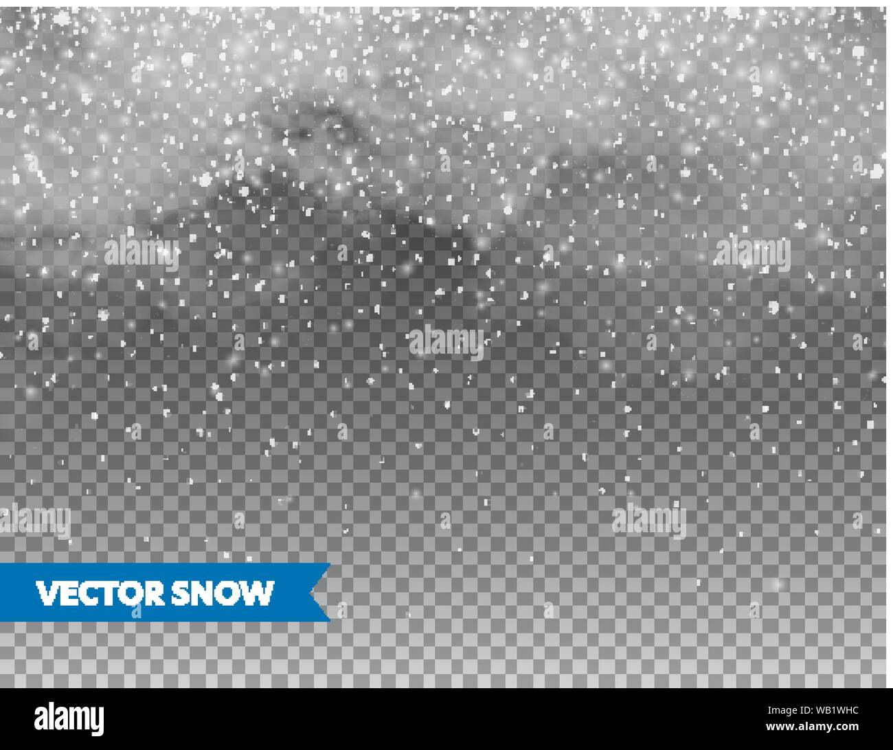 Realistic falling snow with snowflakes and clouds. Winter transparent ...