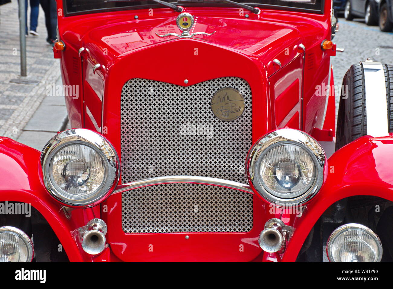 Closeup of red oldtimer car Stock Photo - Alamy