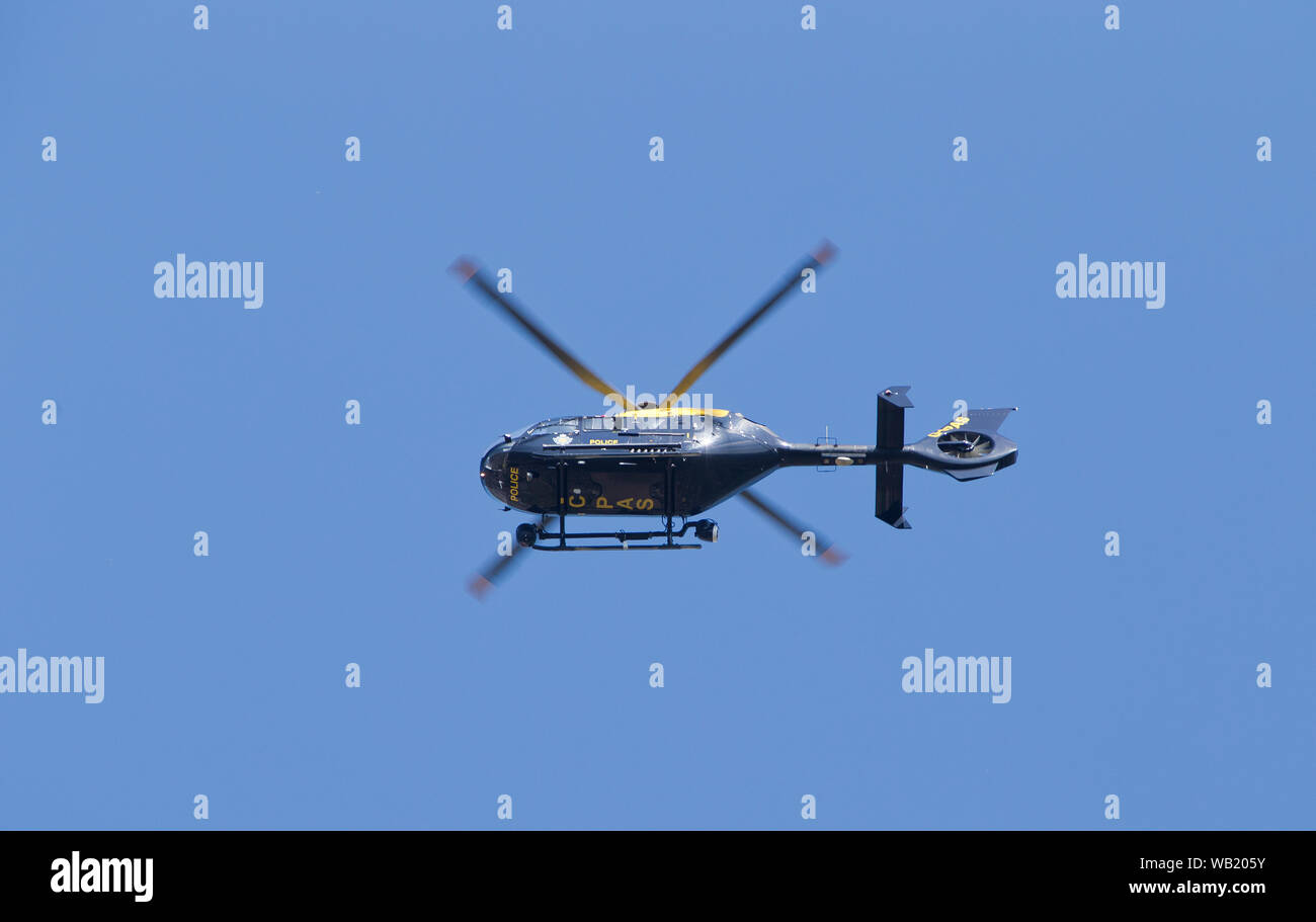 Police Helicopter circling over an incident in South London England ...