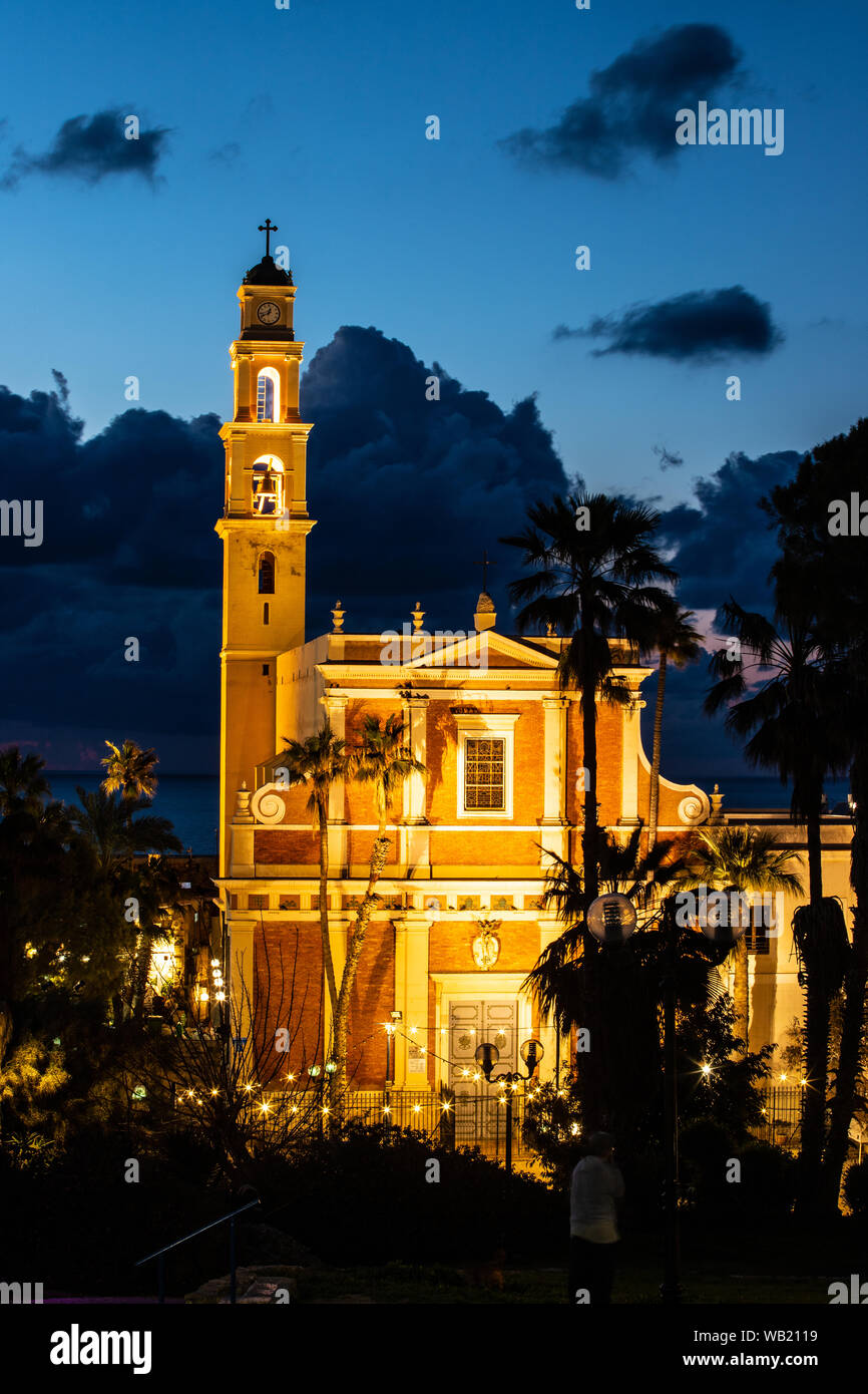 St. Archangel Michael Monastery, Tel Aviv, Israel after sunset Stock ...