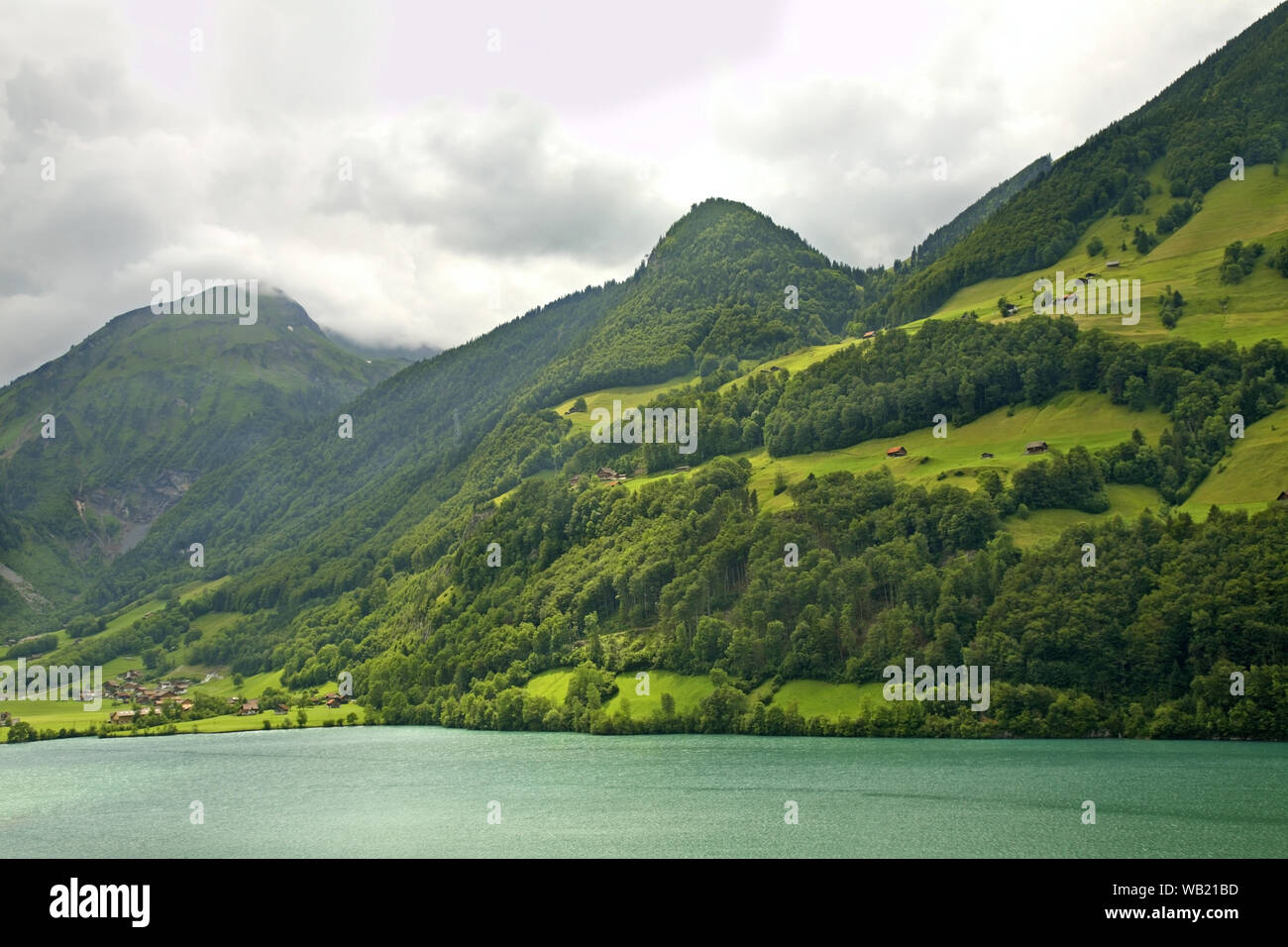 Lake Sarnen (Sarner See) at canton of Obwalden. Switzerland Stock Photo ...