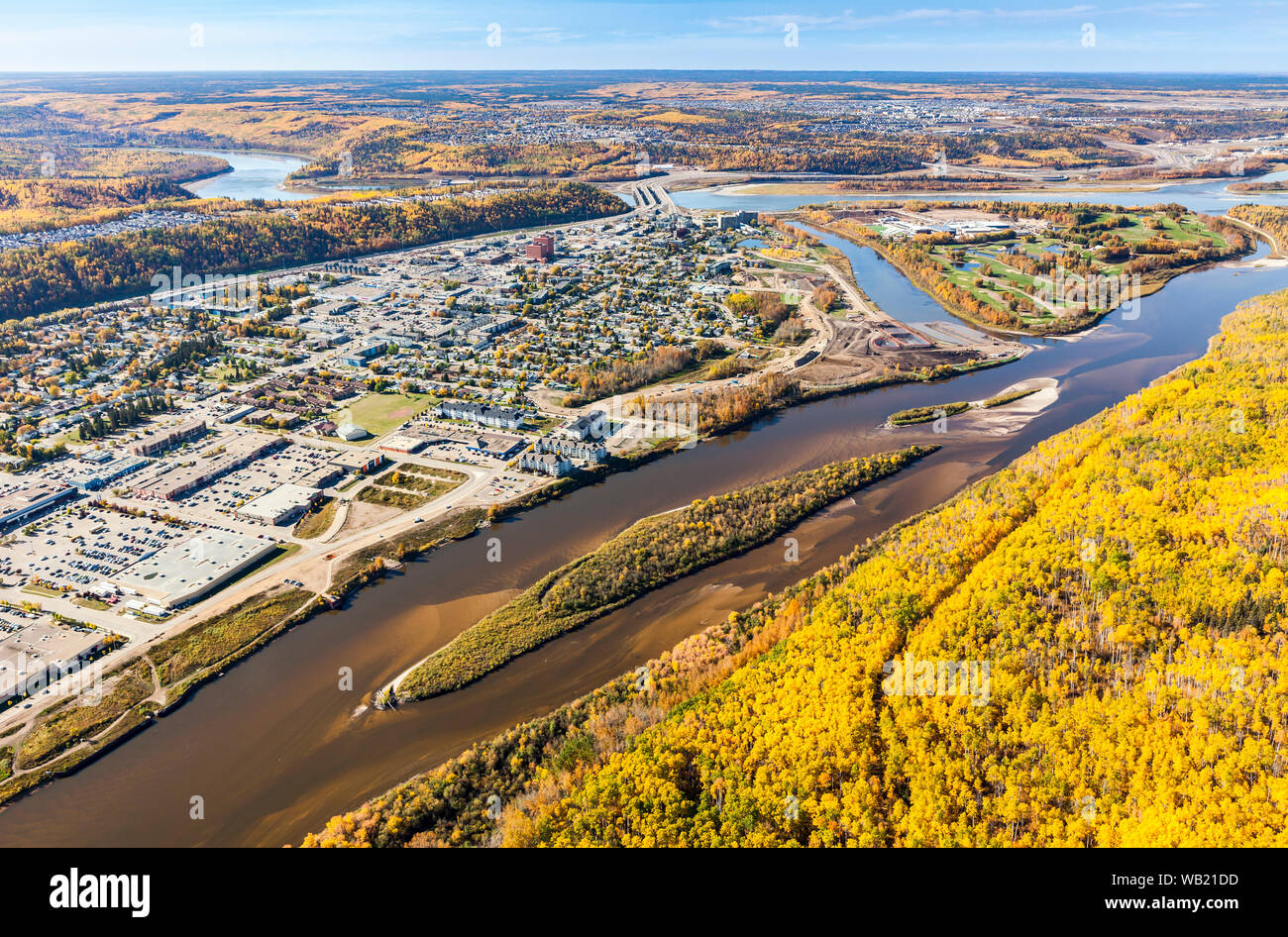 Aerial photo of Fort McMurray, Alberta, the hub of the oil sands Stock ...