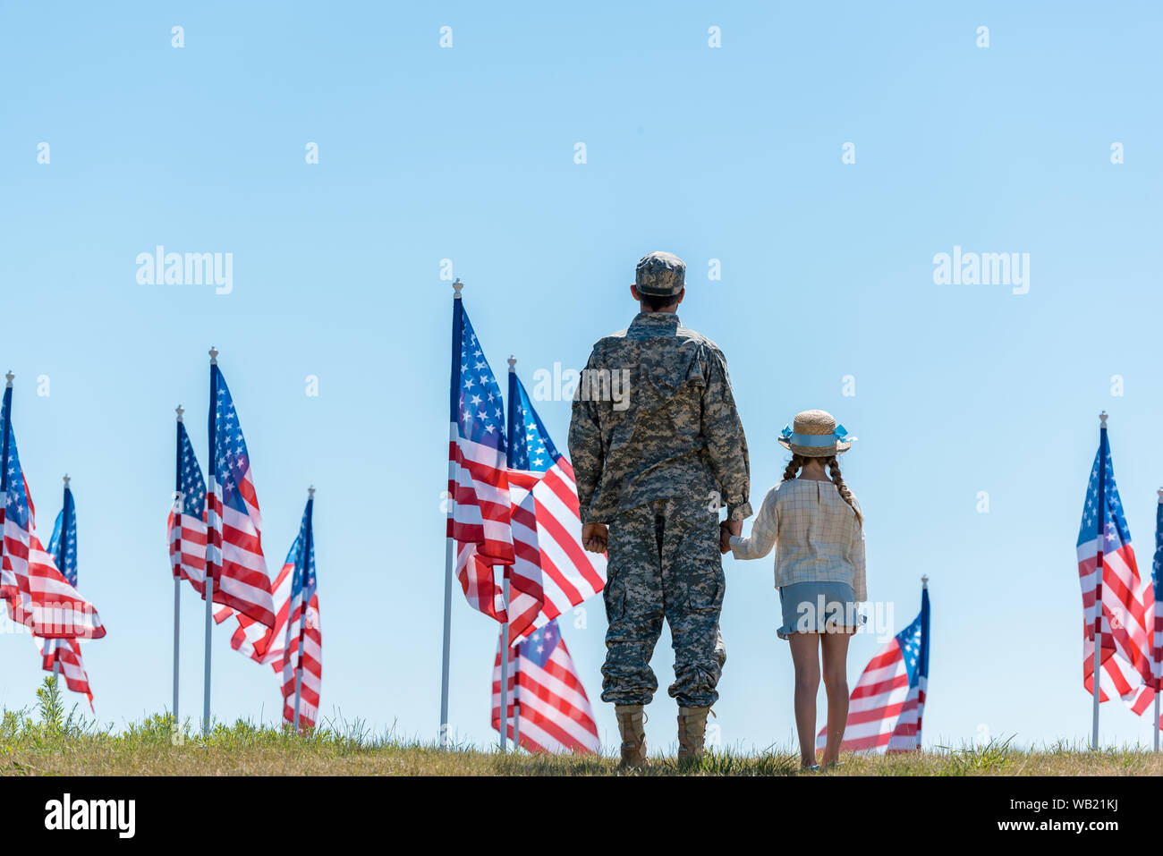 Child with american flags hi-res stock photography and images - Alamy