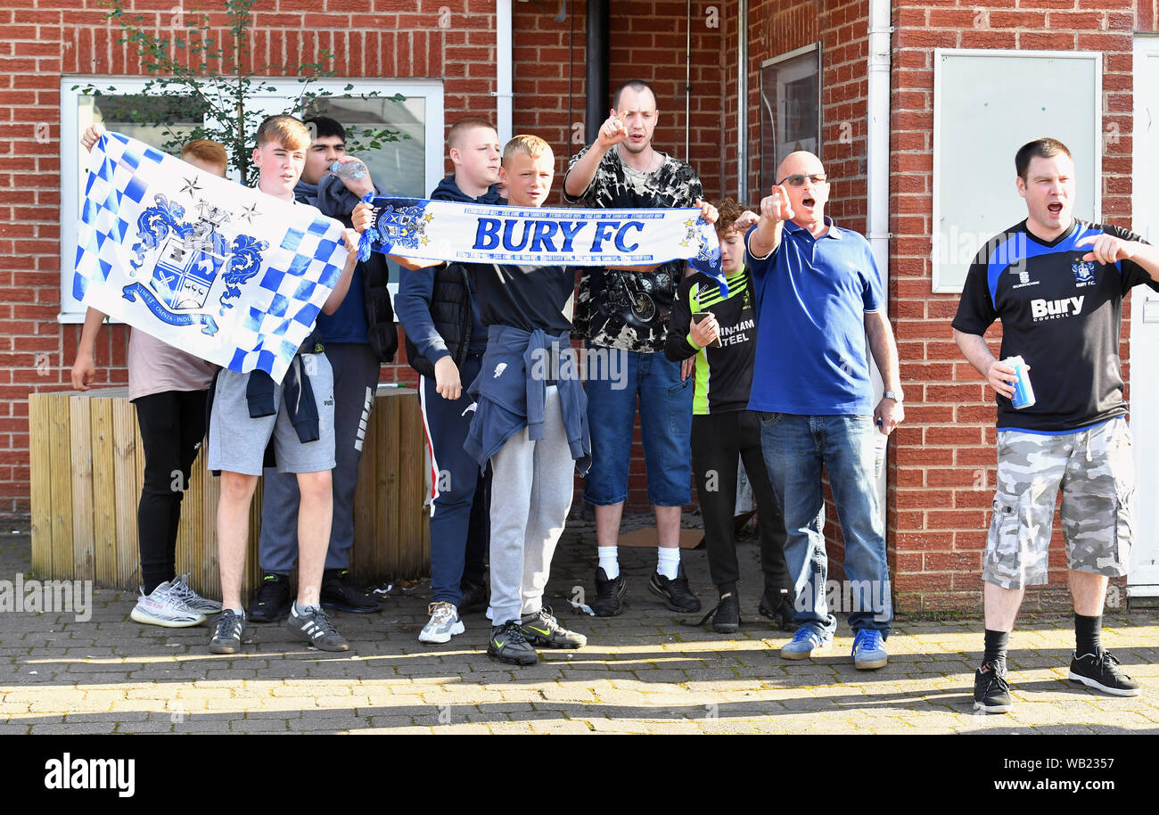 Bury fans at Gigg Lane, Bury Stock Photo - Alamy