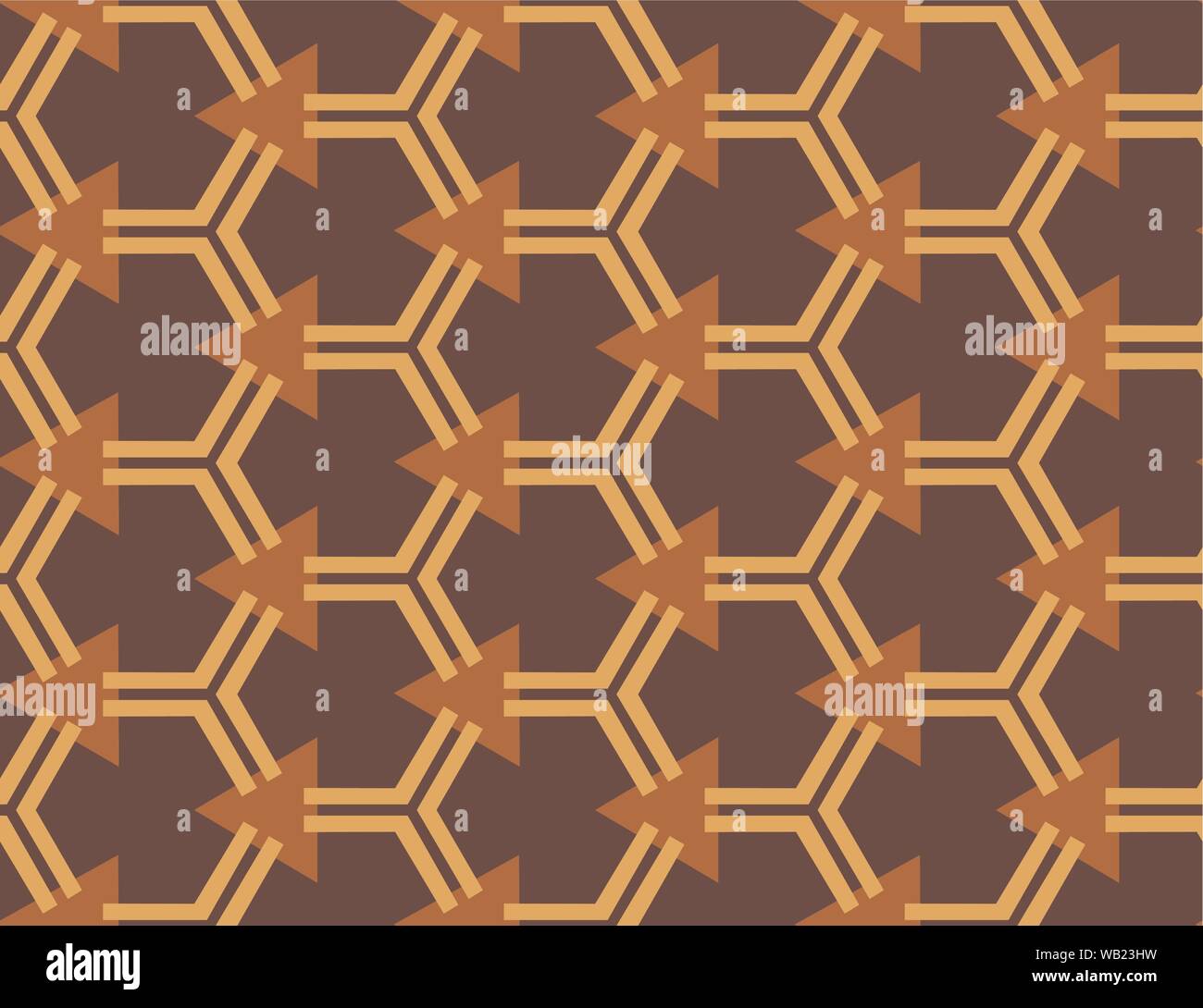 Vector seamless geometric pattern. Shaped light brown line hexagons ...