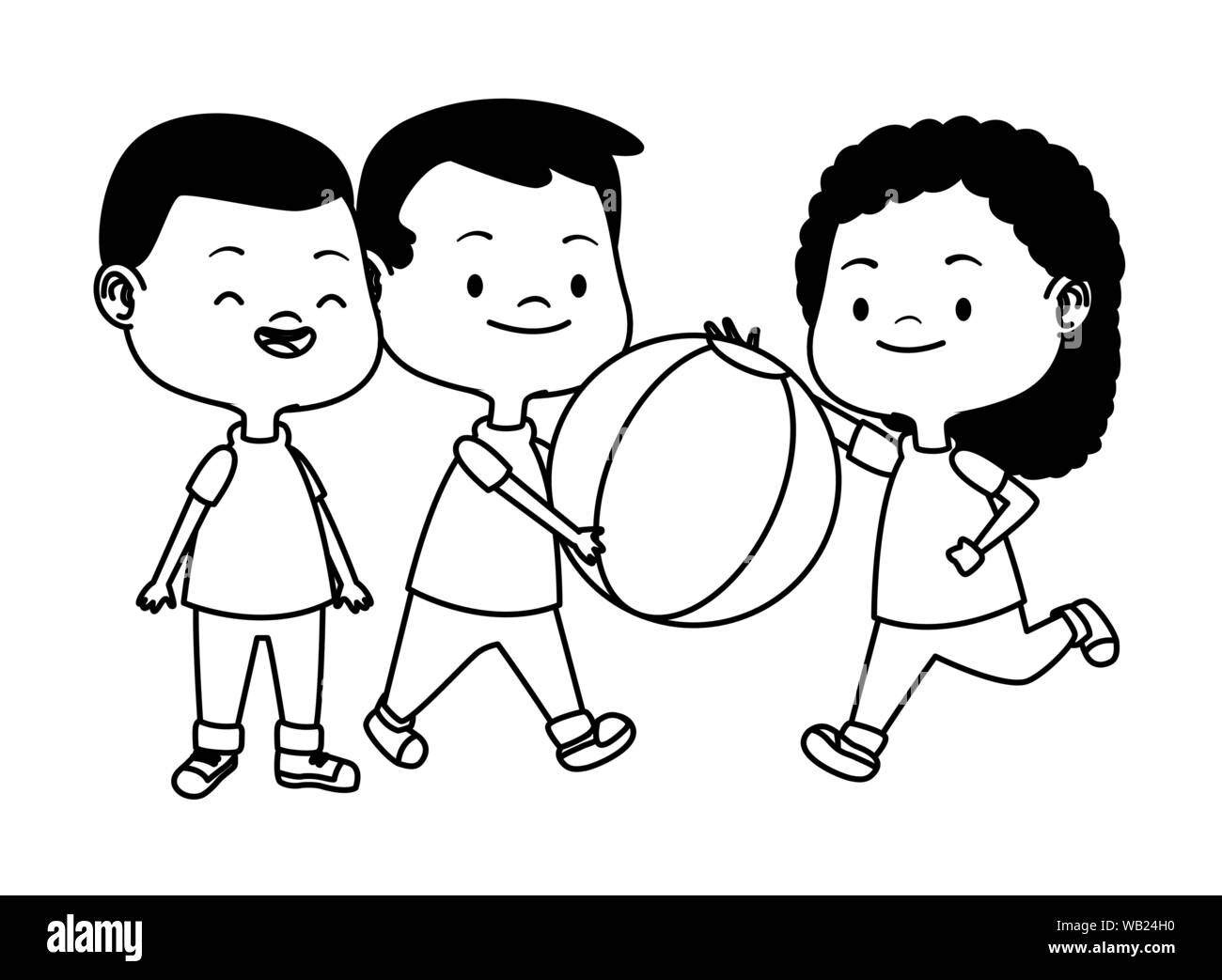 Children Playing With Ball Clipart Black And White