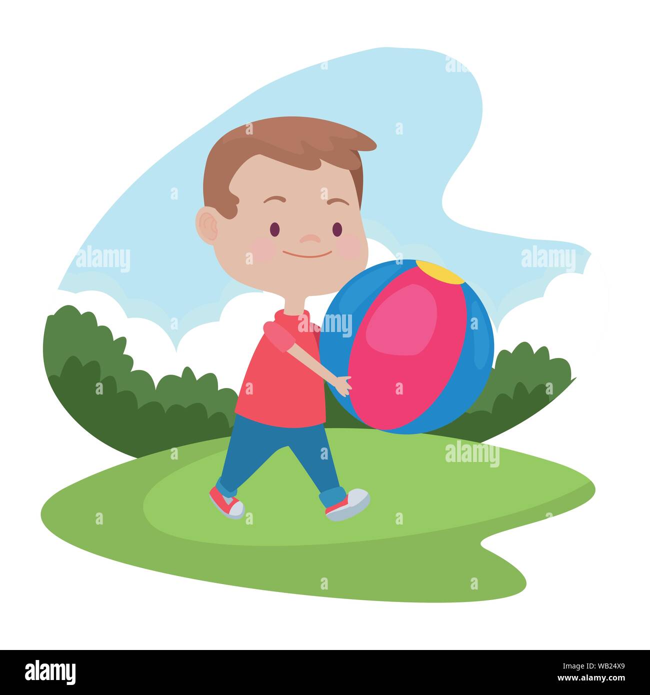 Happy kid having fun cartoons Stock Vector Image & Art - Alamy