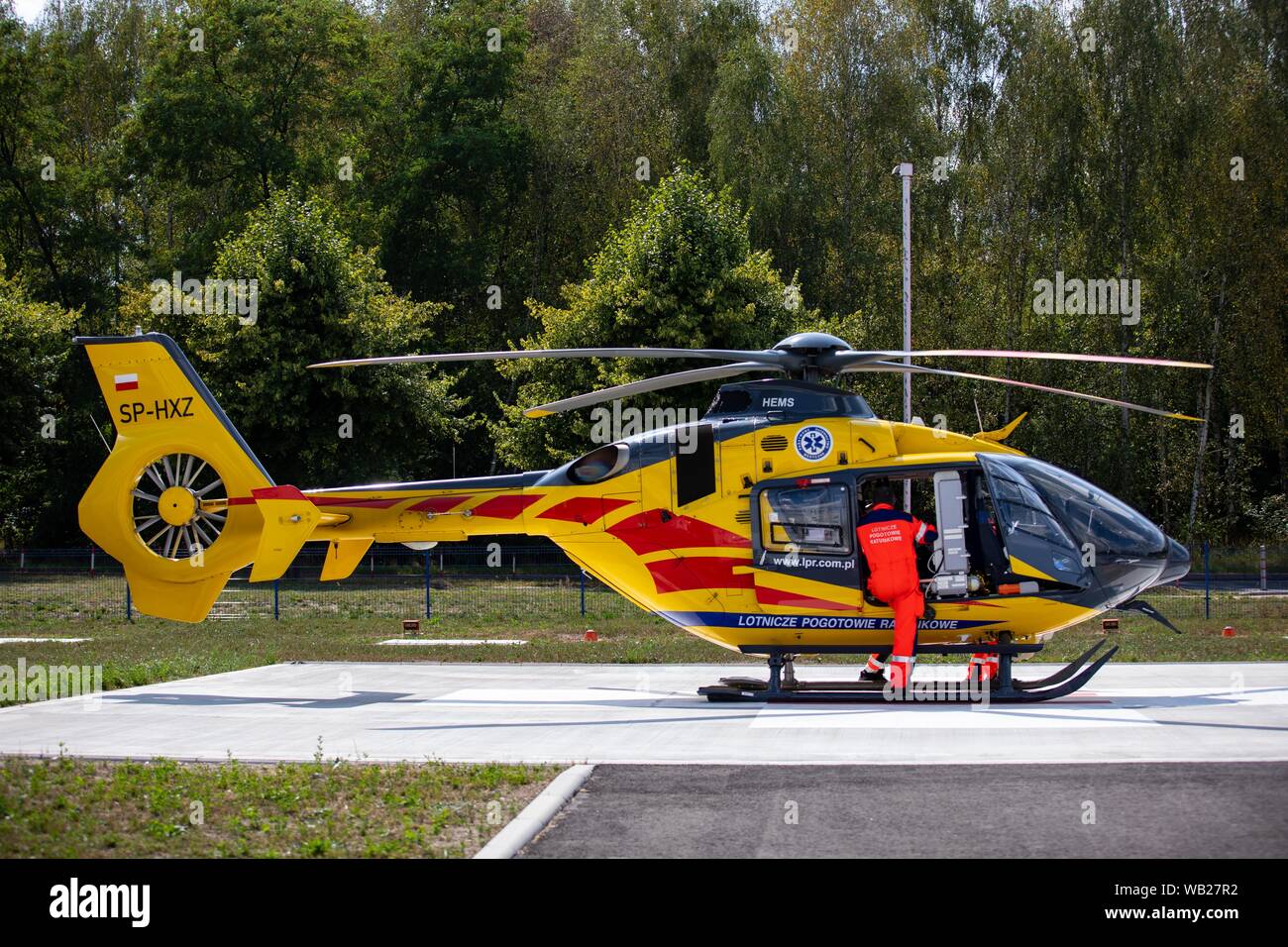 Poland, Czestochowa - 06 August 2019: Air Ambulance (LPR) in action at ...