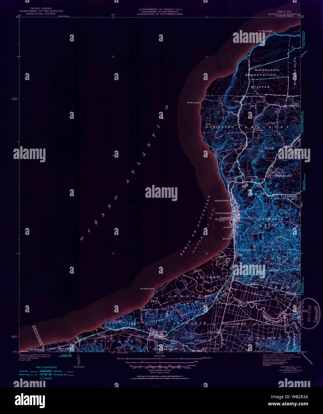 USGS TOPO Map Puerto Rico PR Aguadilla 362315 1942 30000 Inverted ...