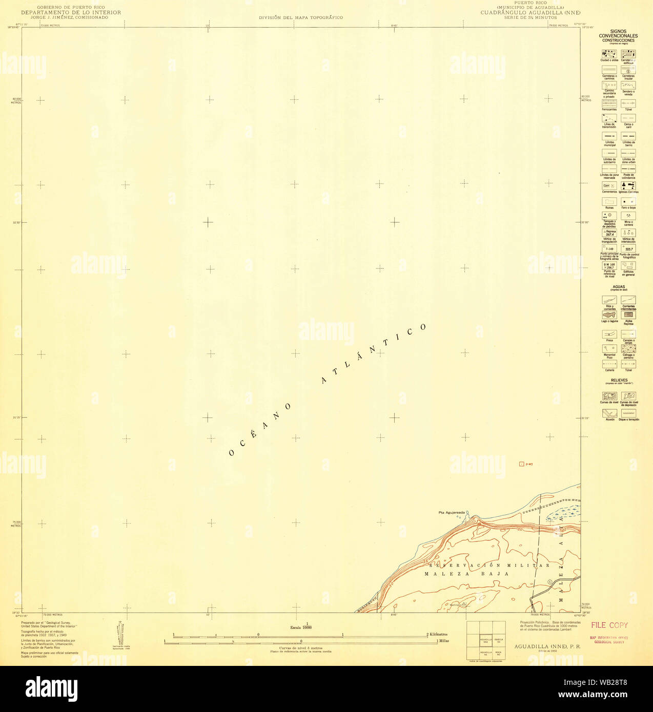 USGS TOPO Map Puerto Rico PR Aguadilla NNE 361914 1950 10000 ...