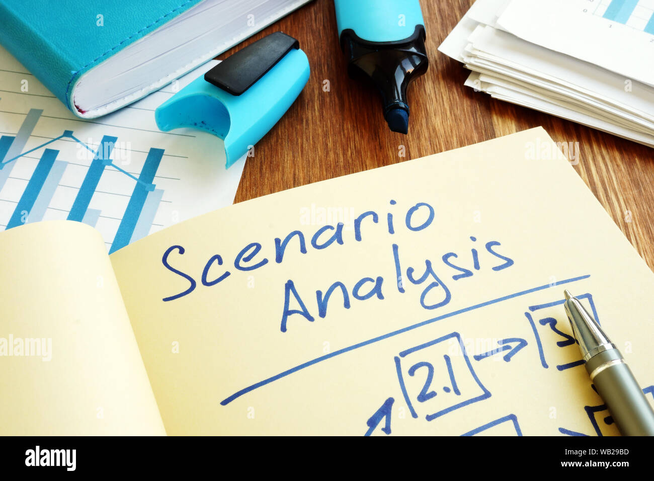Scenario Analysis with graphs and stack of paper Stock Photo - Alamy