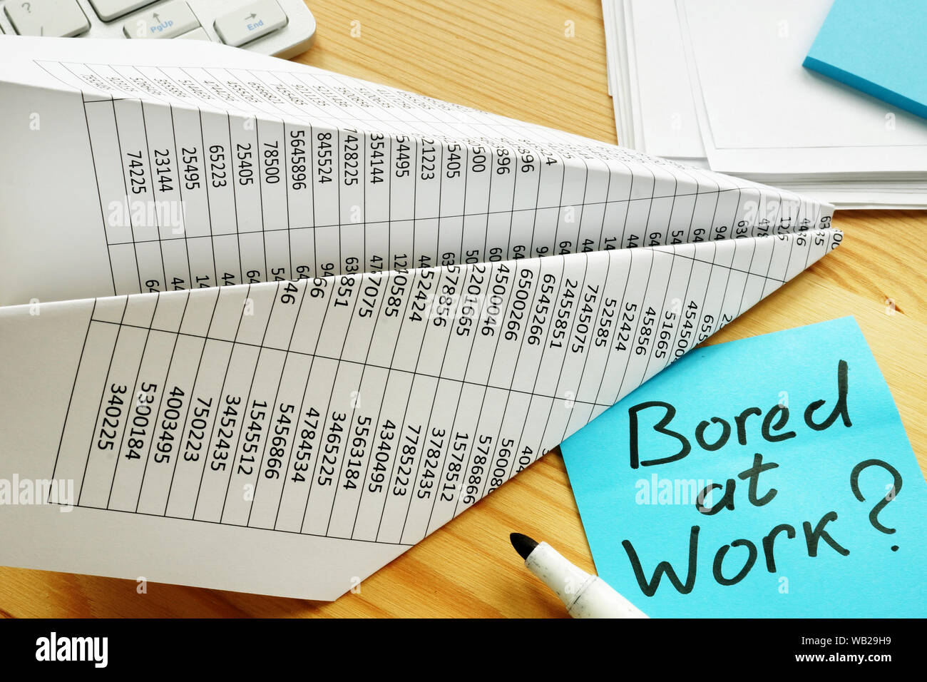 Bored at work sign and paper plane. Procrastination concept Stock Photo ...