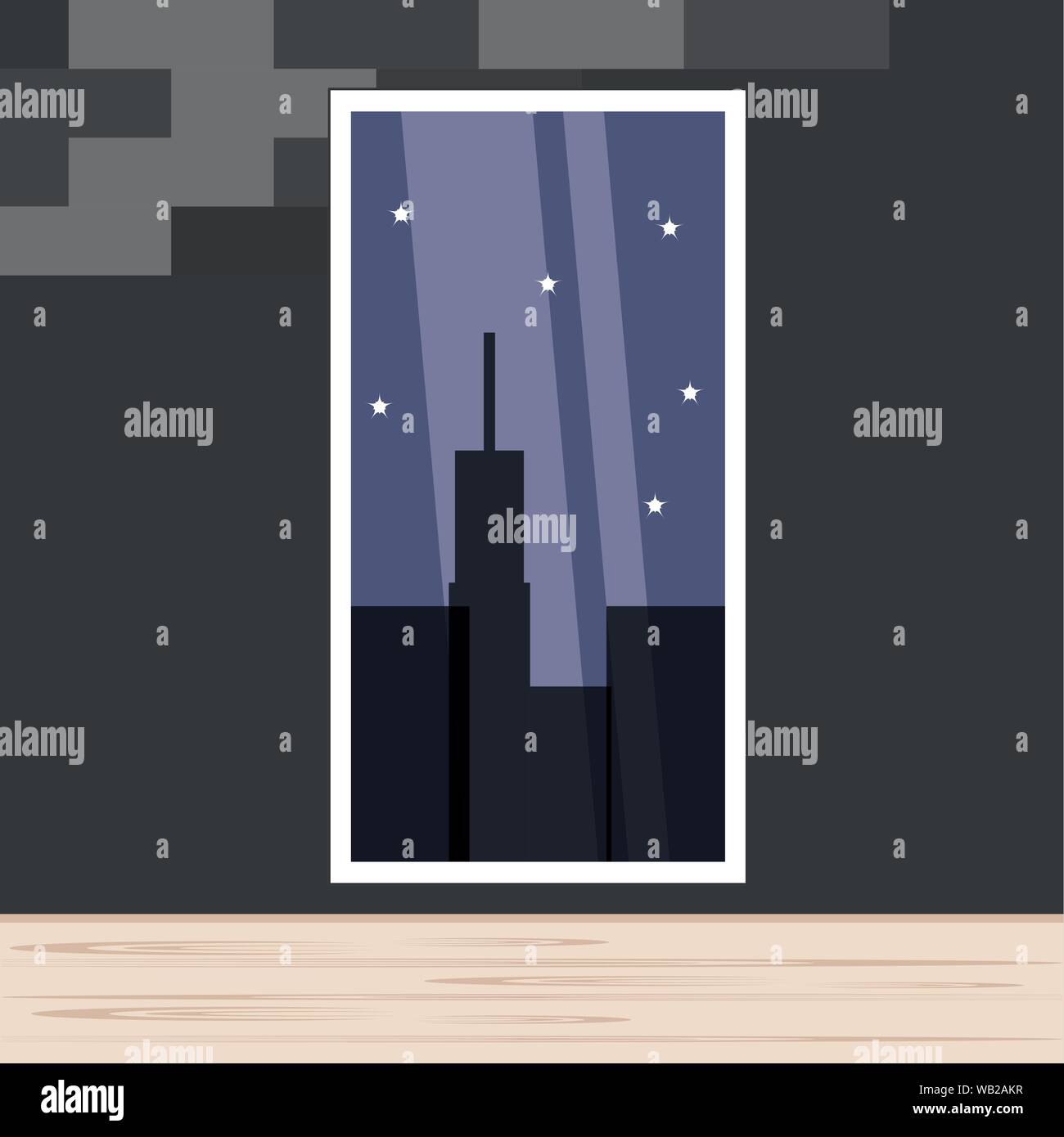 house window room at night scene vector illustration design Stock ...