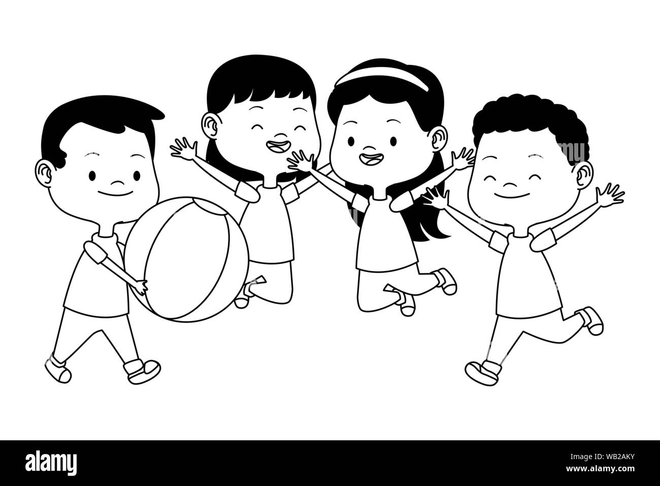Group Of Kids Playing Clipart Black And White Page 2 | Kids Playing