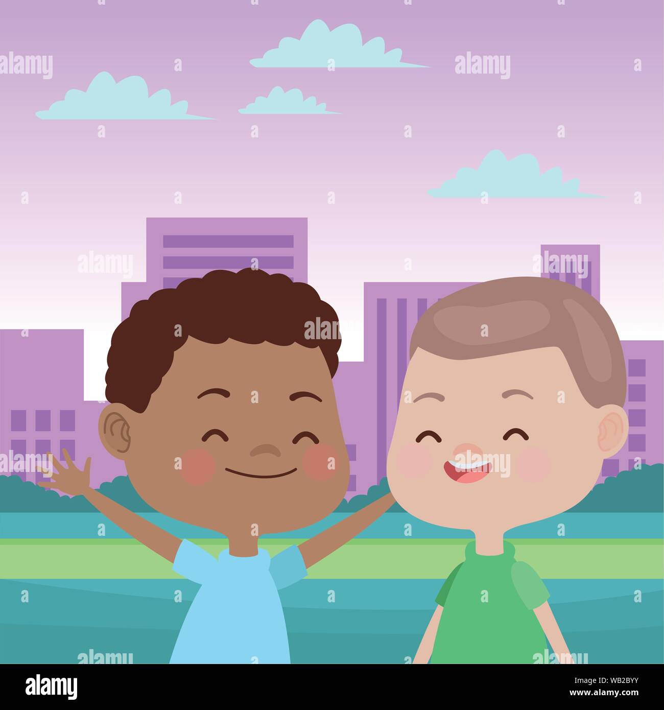 Cute happy kids having fun cartoons Stock Vector Image & Art - Alamy