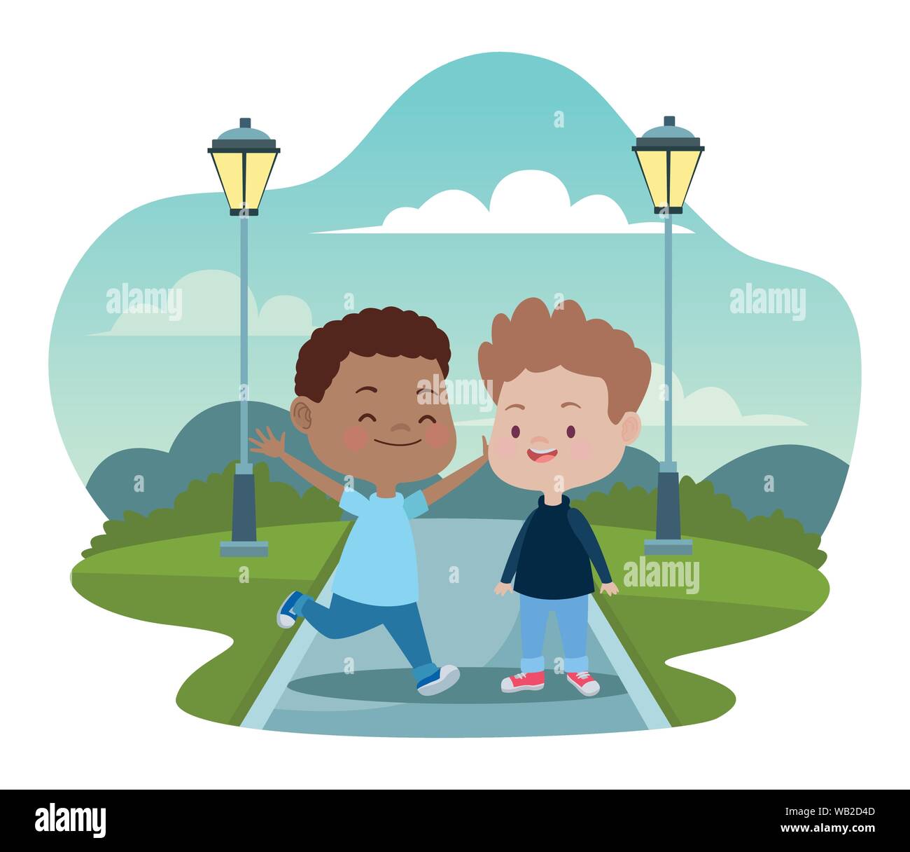 Cute happy kids having fun cartoons Stock Vector Image & Art - Alamy