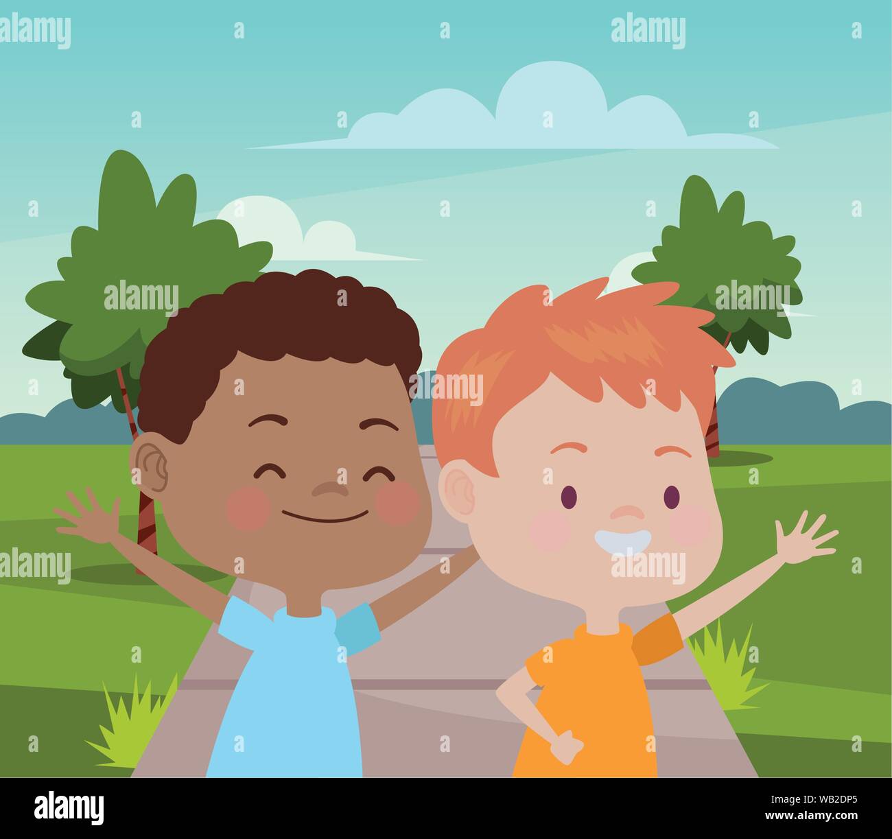 Cute happy kids having fun cartoons Stock Vector Image & Art - Alamy