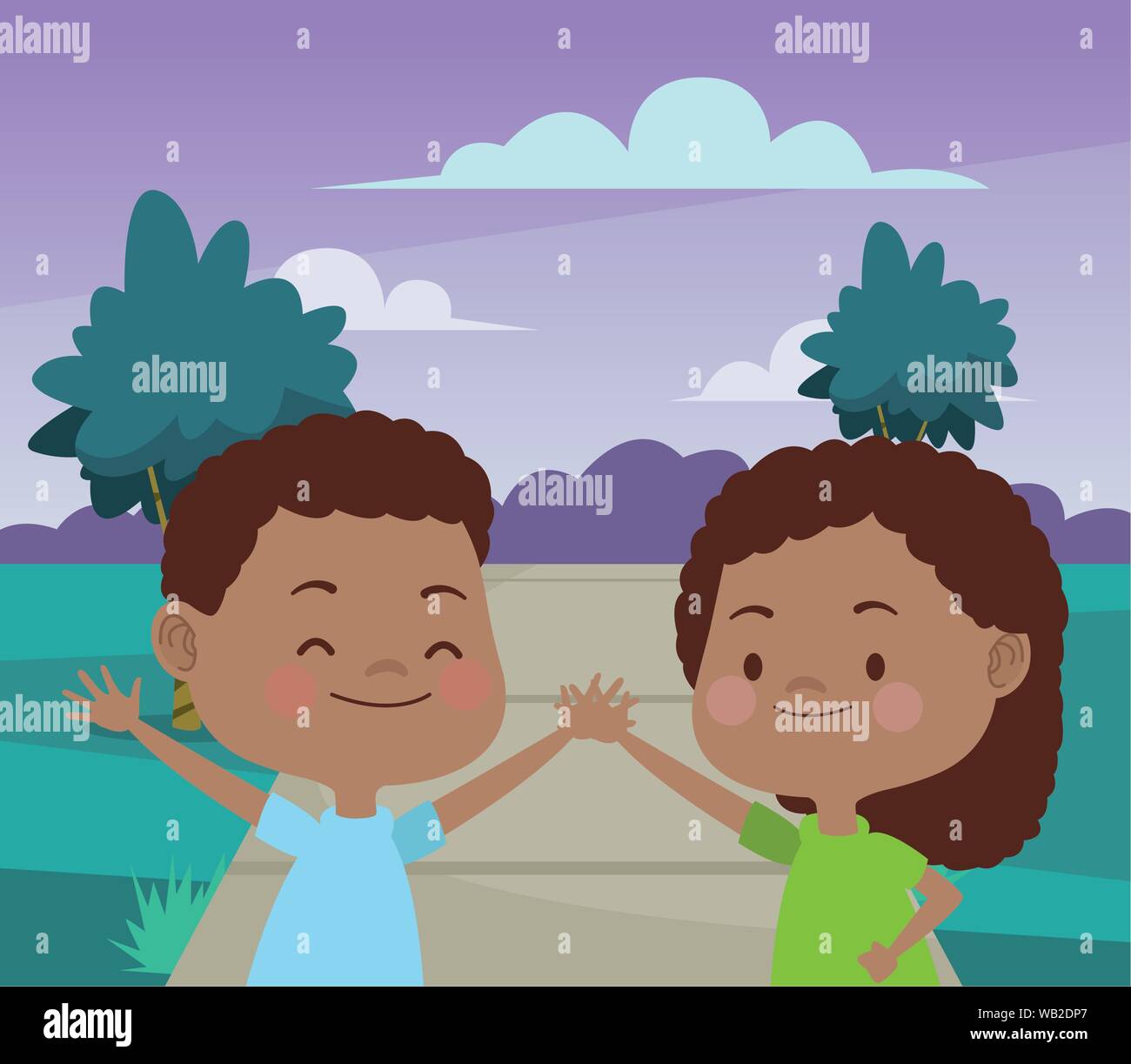 Cute happy kids having fun cartoons Stock Vector Image & Art - Alamy