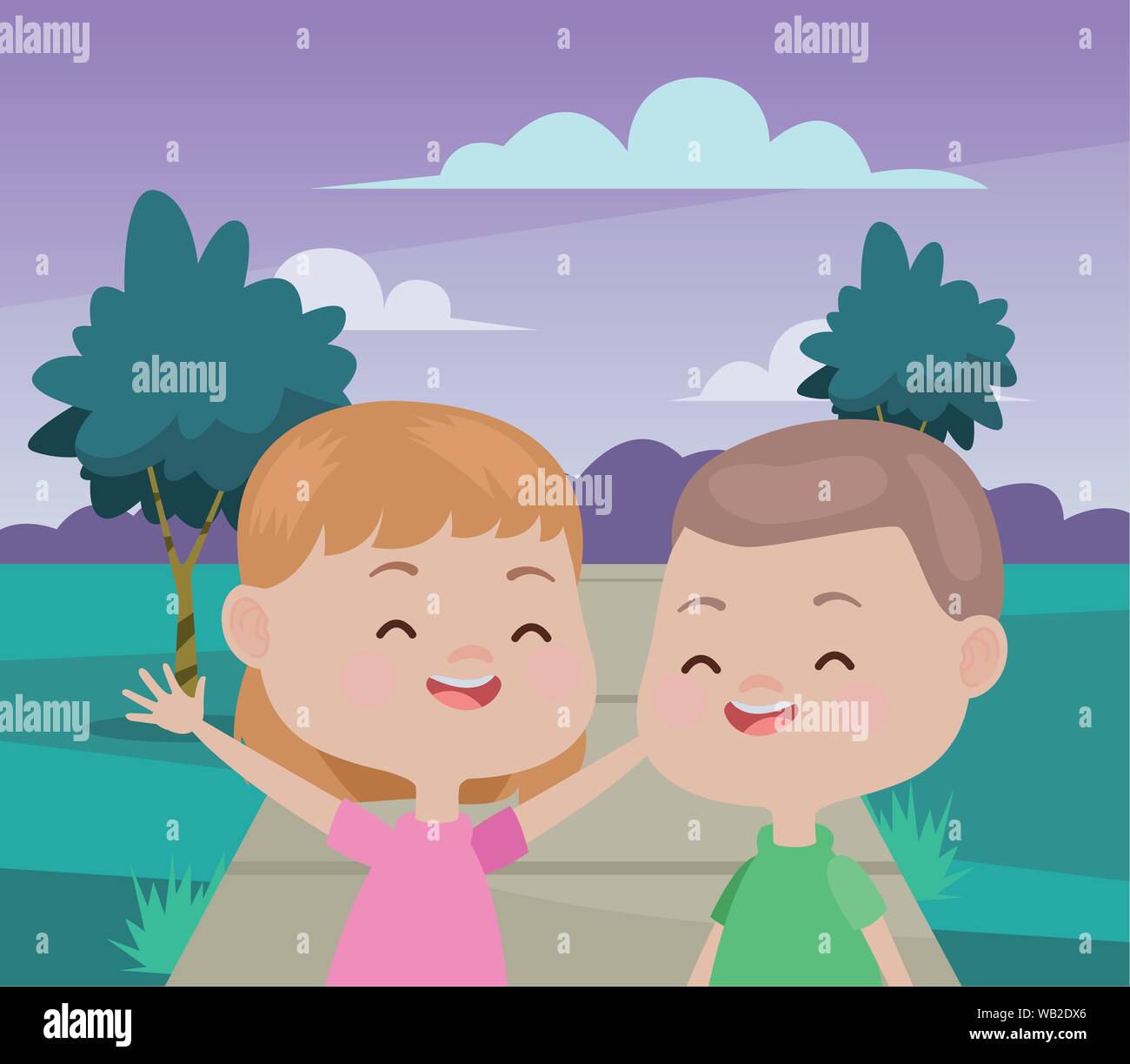 Cute happy kids having fun cartoons Stock Vector Image & Art - Alamy