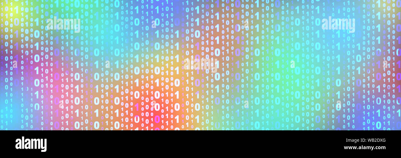 illustration of colorful binary code, panoramic image Stock Photo - Alamy