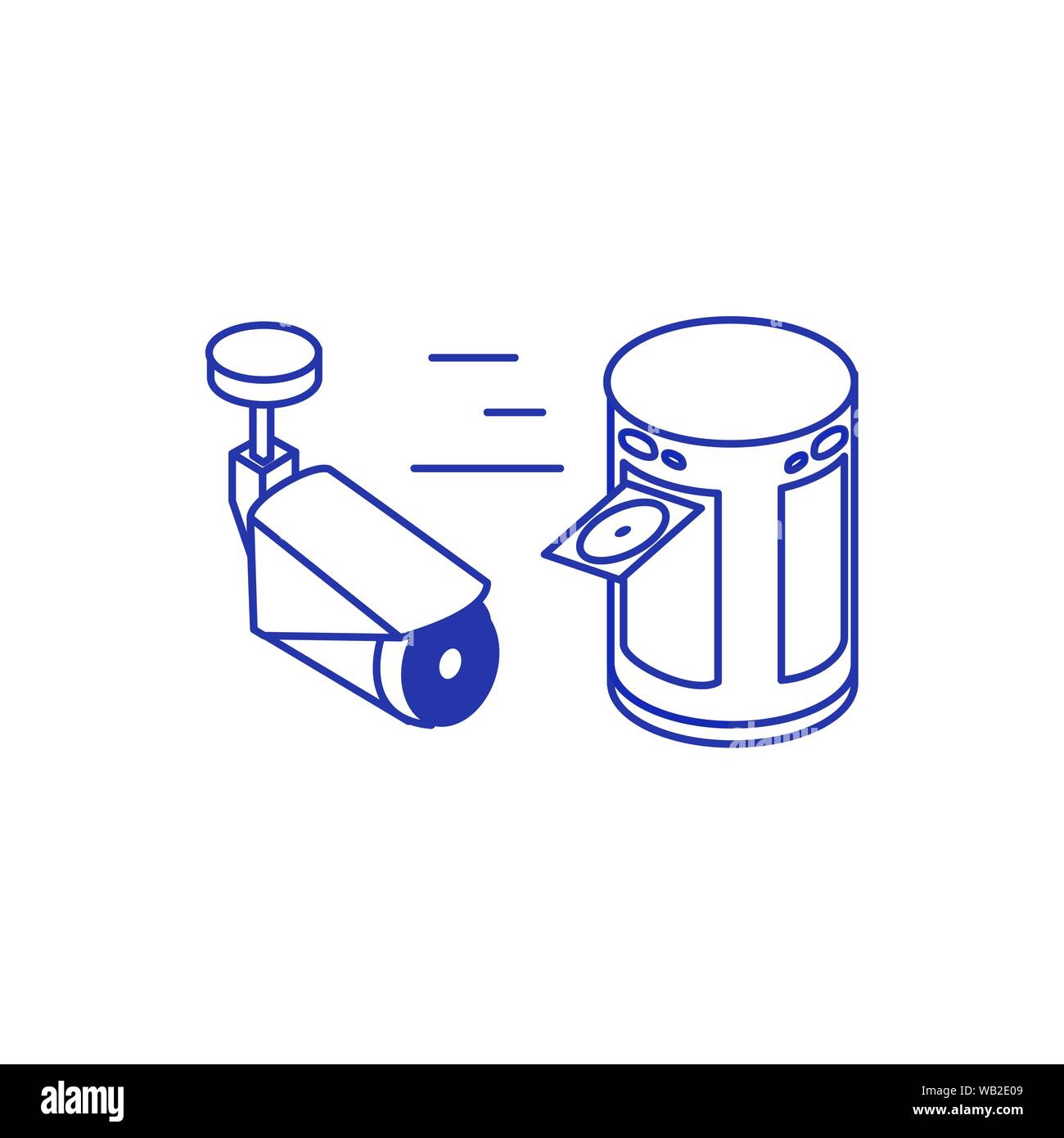 cctv video camera device with data disk vector illustration design ...