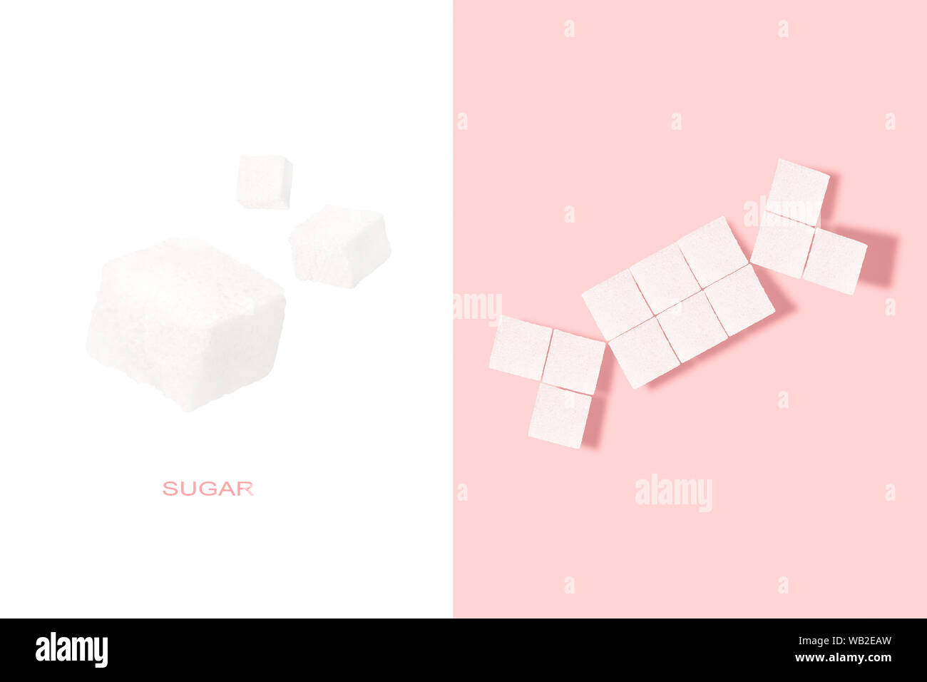Creative layout made of sugar cubes on a pink background Stock Photo ...